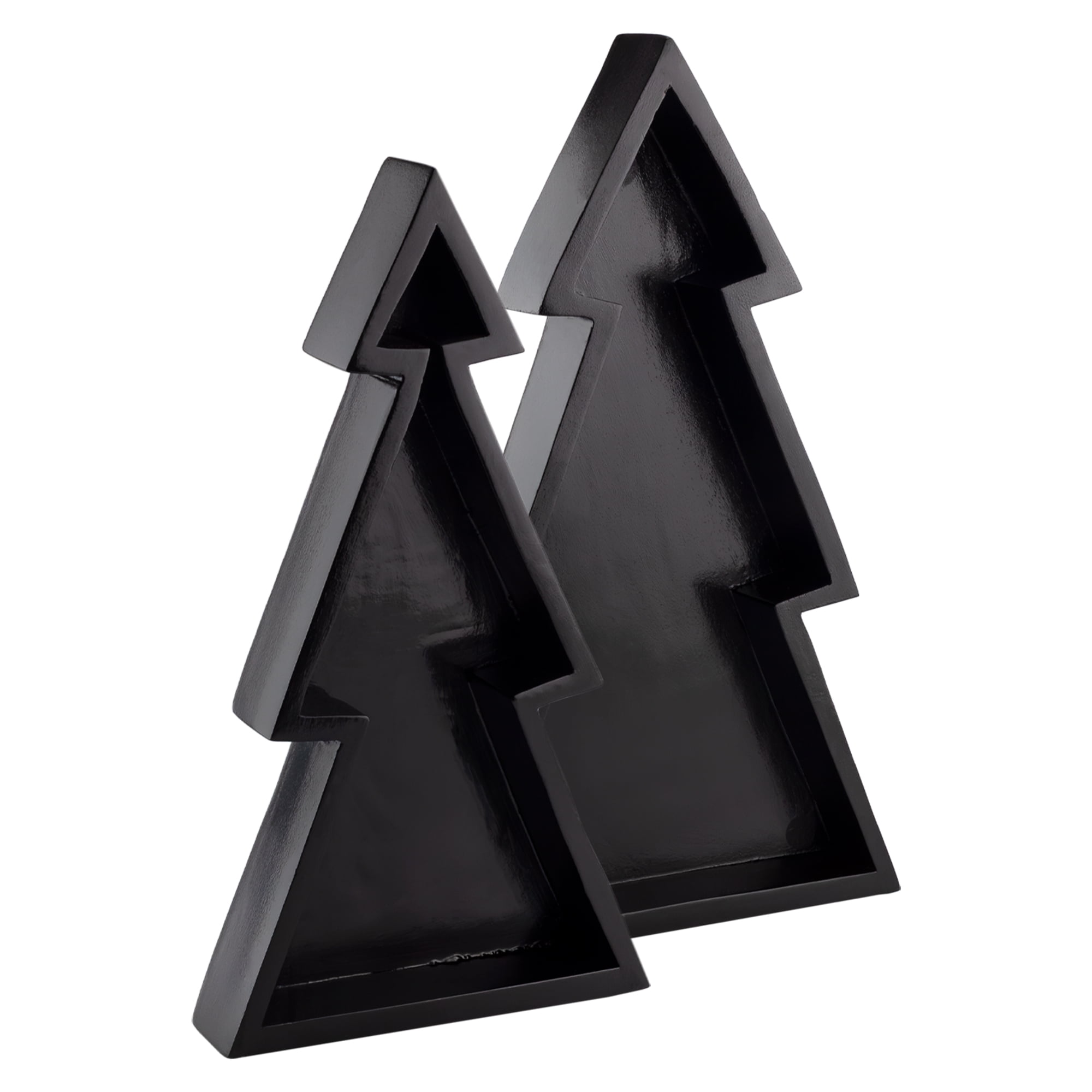 AuldHome Design Wooden Christmas Tree Trays (Nested Set of 2, Black ...