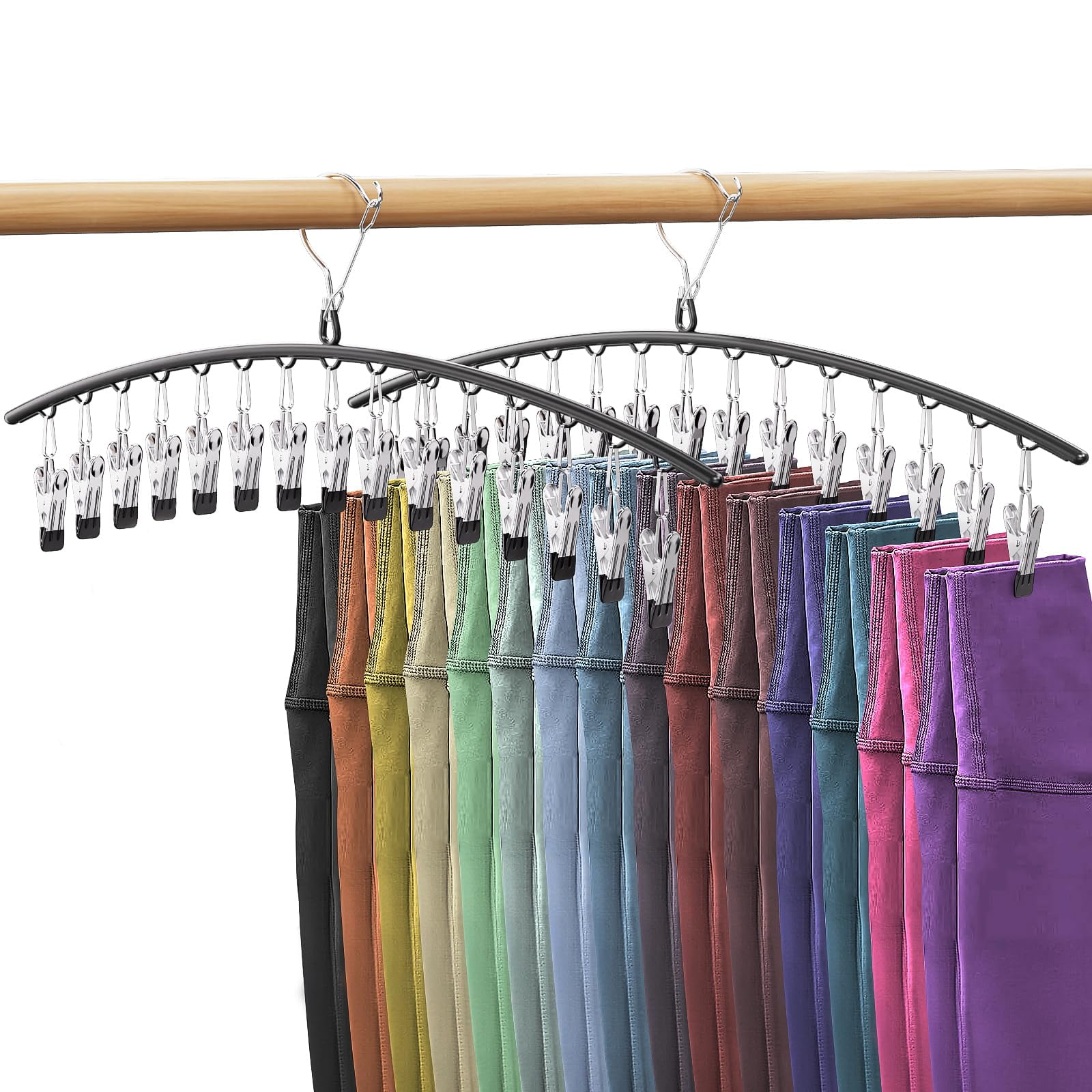 Auledio 2 Pack Trouser Hangers with Clips, Legging Organizer for Closet ...