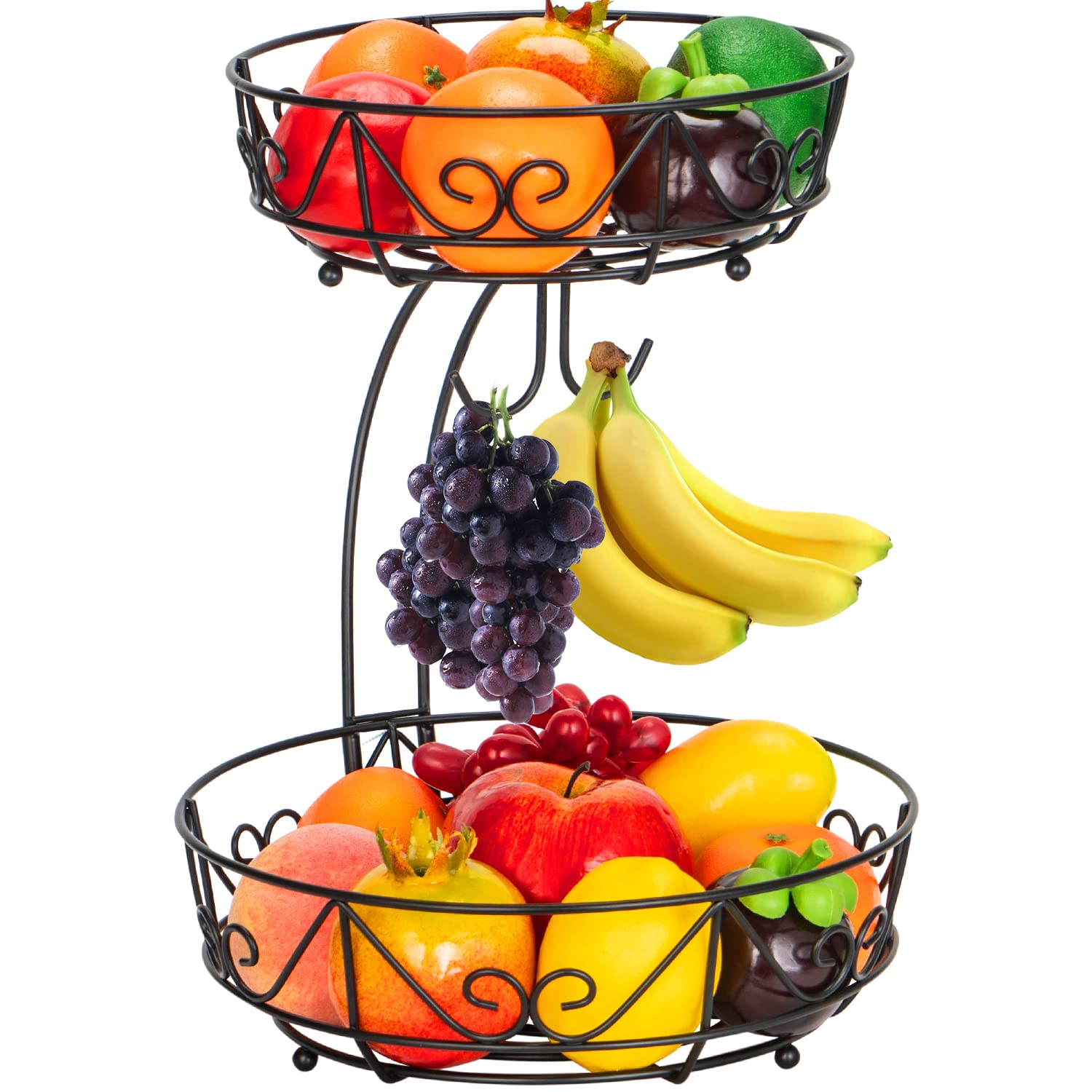 Auledio 2 Tier Countertop Fruit Basket Fruit Vegetable Basket Bowl ...