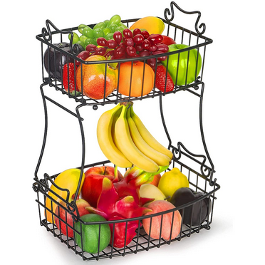 3-Tier Metal Kitchen Produce Floor Market Basket Storage Stand for ...