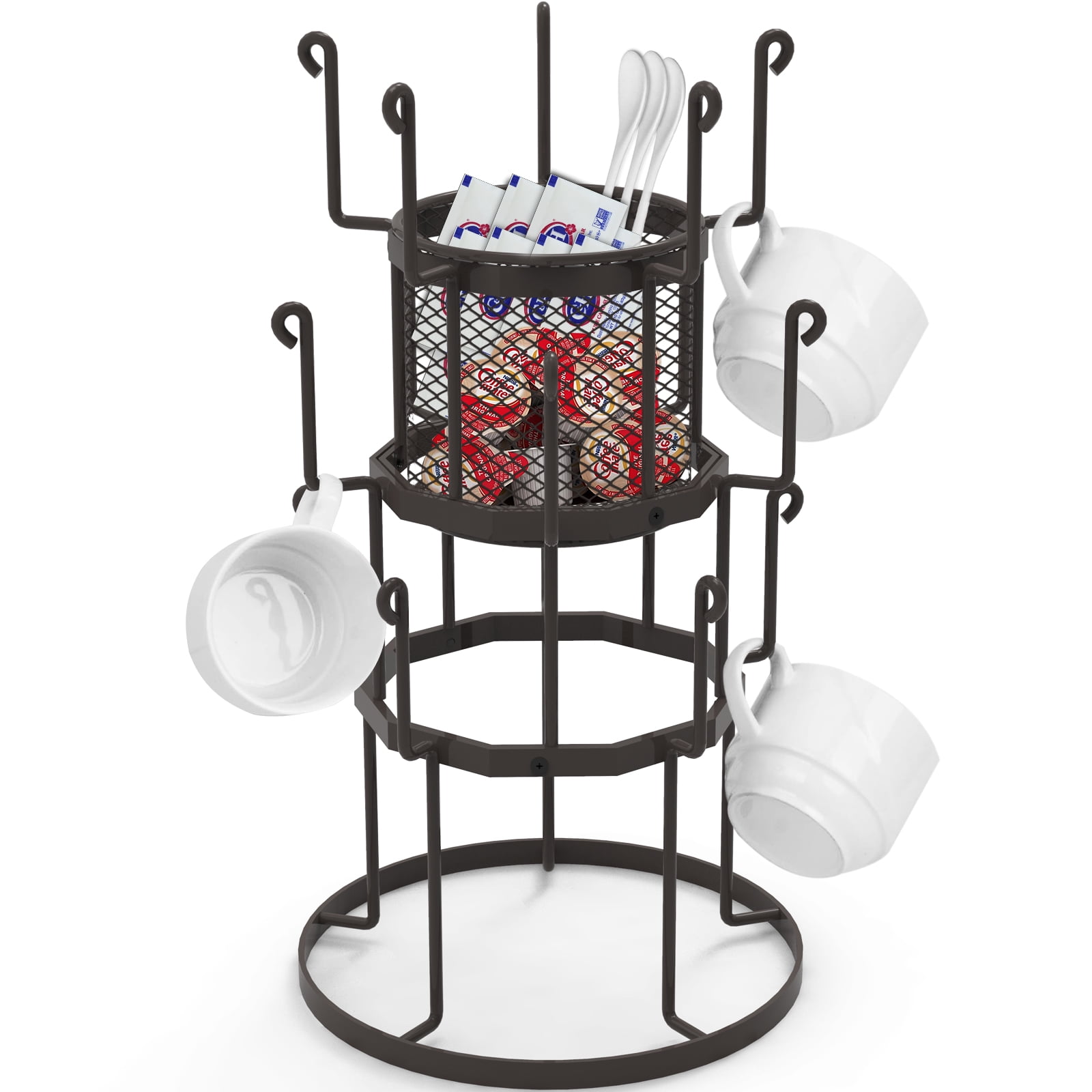 Auledio 3 Tier Countertop Tree Stand Organizer with Storage Basket,15 ...