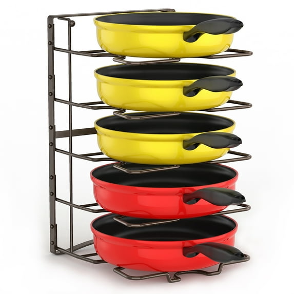 Auledio 5 Tier Adjustable Pan and Pot Lid Organizer Rack Holder Kitchen ...