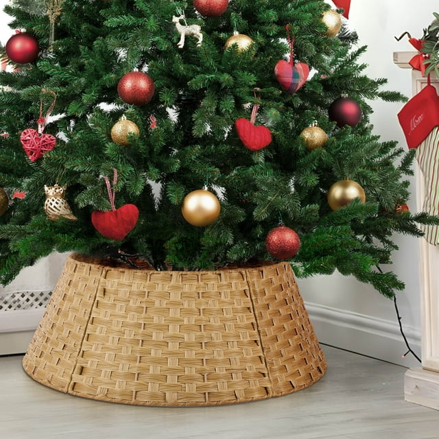 Auledio Christmas Tree Collar Tree Skirt Christmas Tree Ring Rattan ...