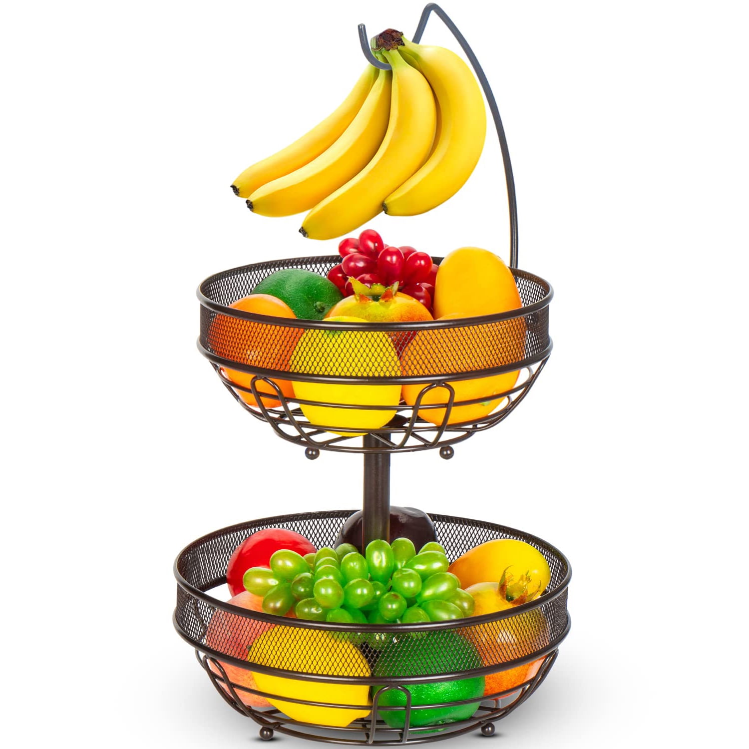 Auledio Fruit Bowl, Fruit Basket with Banana Holder Metal Fruit ...