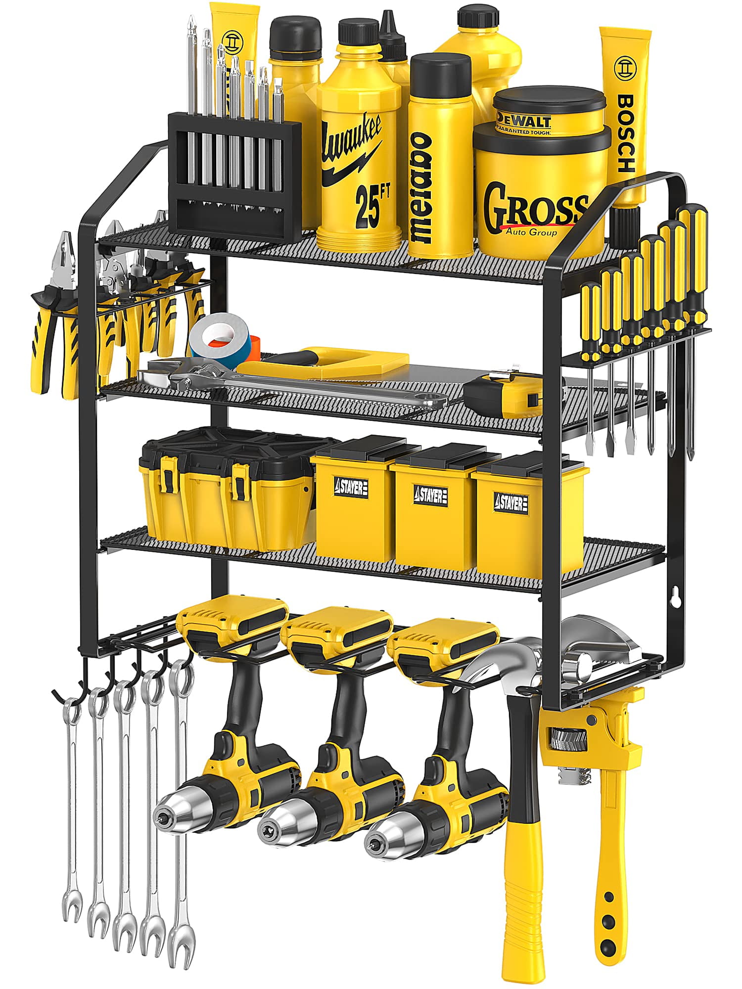 Auledio Power Tool Organizer Storage Rack Wall Mount Drill Holder for 4 ...