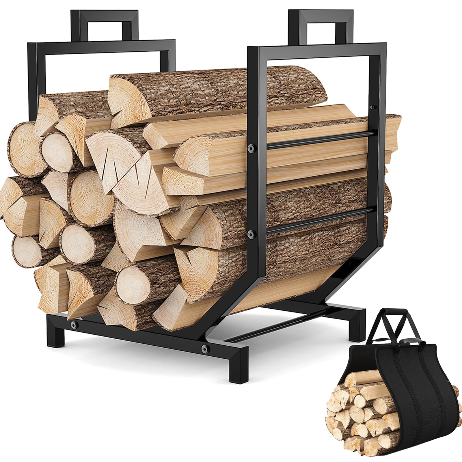 Auledio U-Shaped Firewood Rack with Handy Handles, Firewood Log Holder ...