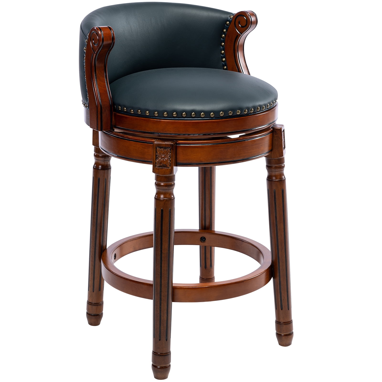 Aulife Bar Stools Counter Height Rubber Wood Swivel Barstools with Back ...