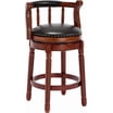 Aulife 2pcs Bar Stools Genuine Leather Counter Height barstool Wooden ...