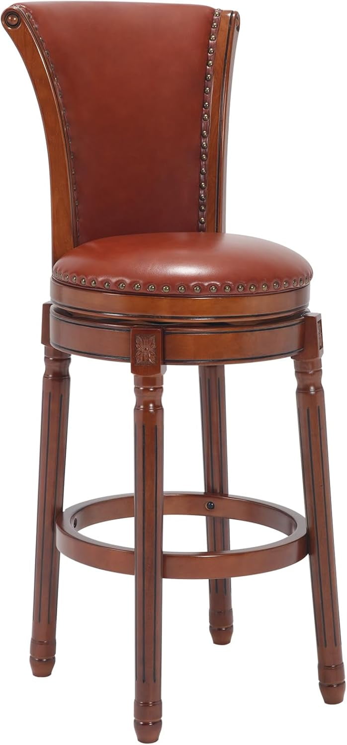 Aulife Cow top Leather Wooden Bar Stools, 29.5" Counter Height Bar ...