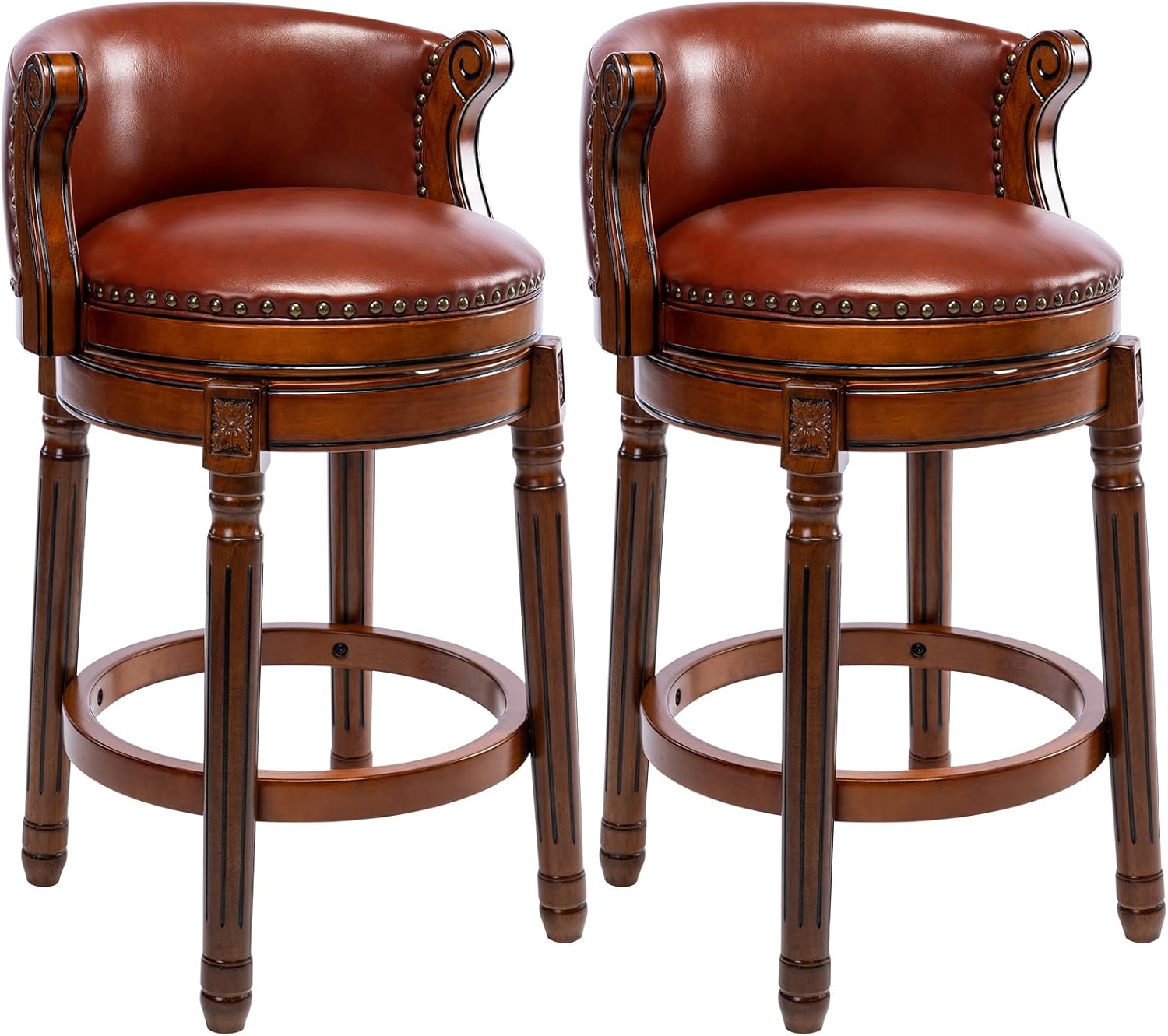 Costway 24-Inch Wooden Bar Stools Set of 4 with Ergonomic Backrest ...