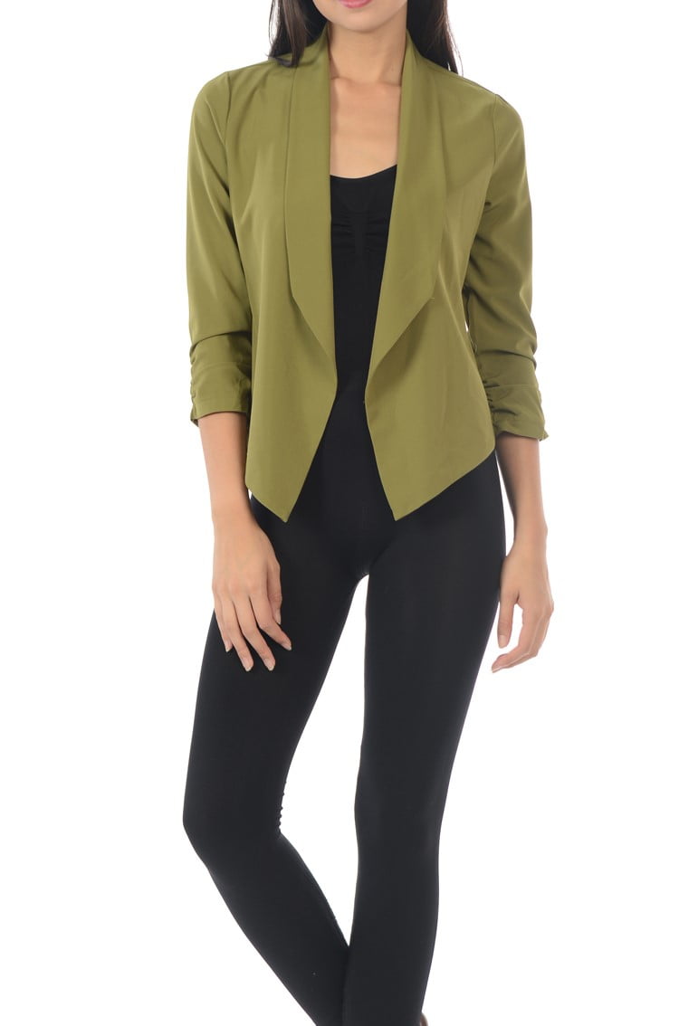 Auliné Collection Womens Casual Lightweight 3/4 Sleeve Fitted Open ...