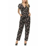 Auliné Collection Women's V-Neck Jumpsuit, Short Cap Sleeve, Wide Leg ...