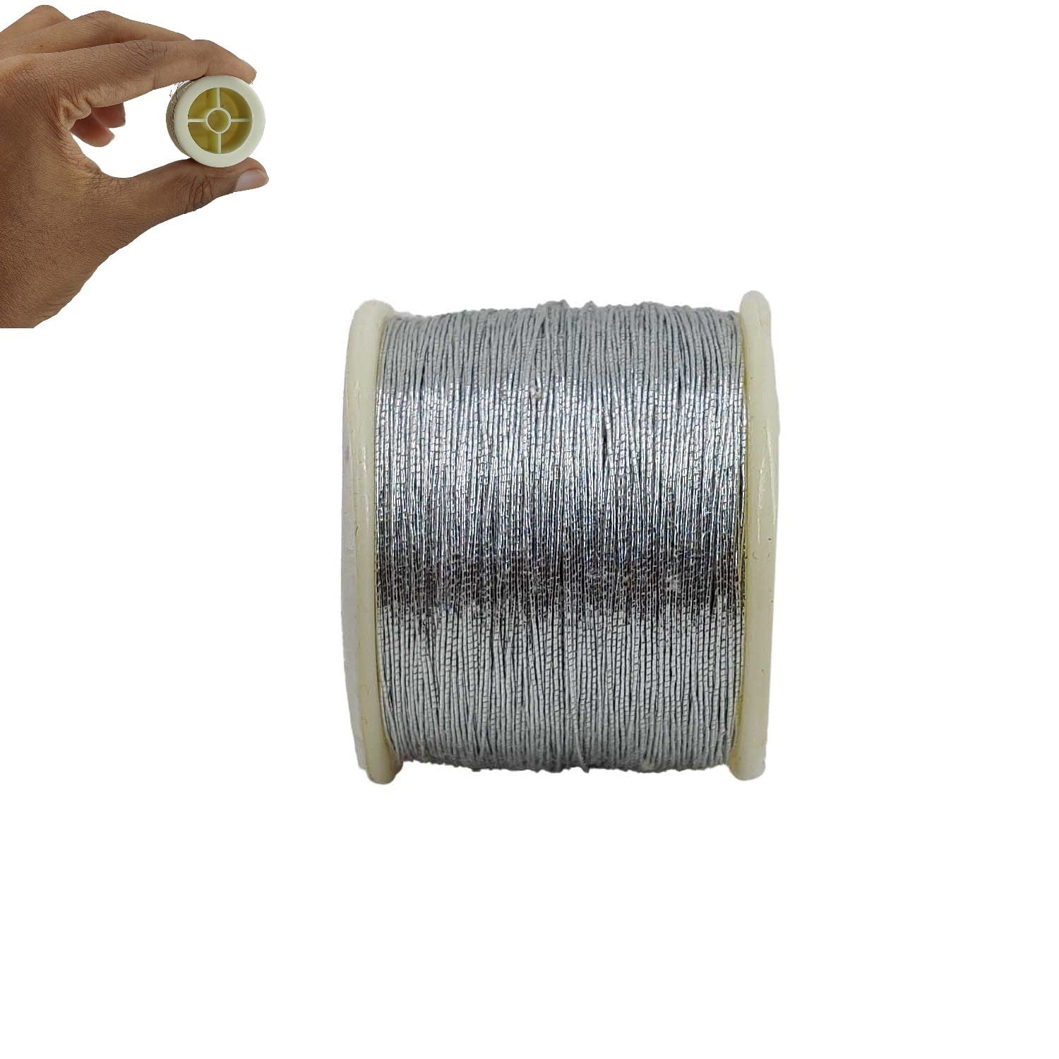 Aumni Crafts Zari Metallic Threads 0.1 MM (12 Rolls) Silver Color For ...