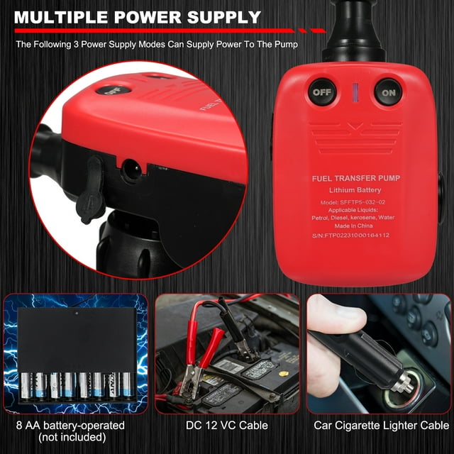 Aumotop Pump,Liquid Pump Water Fuel Pump Oils Battery Powered Portable ...