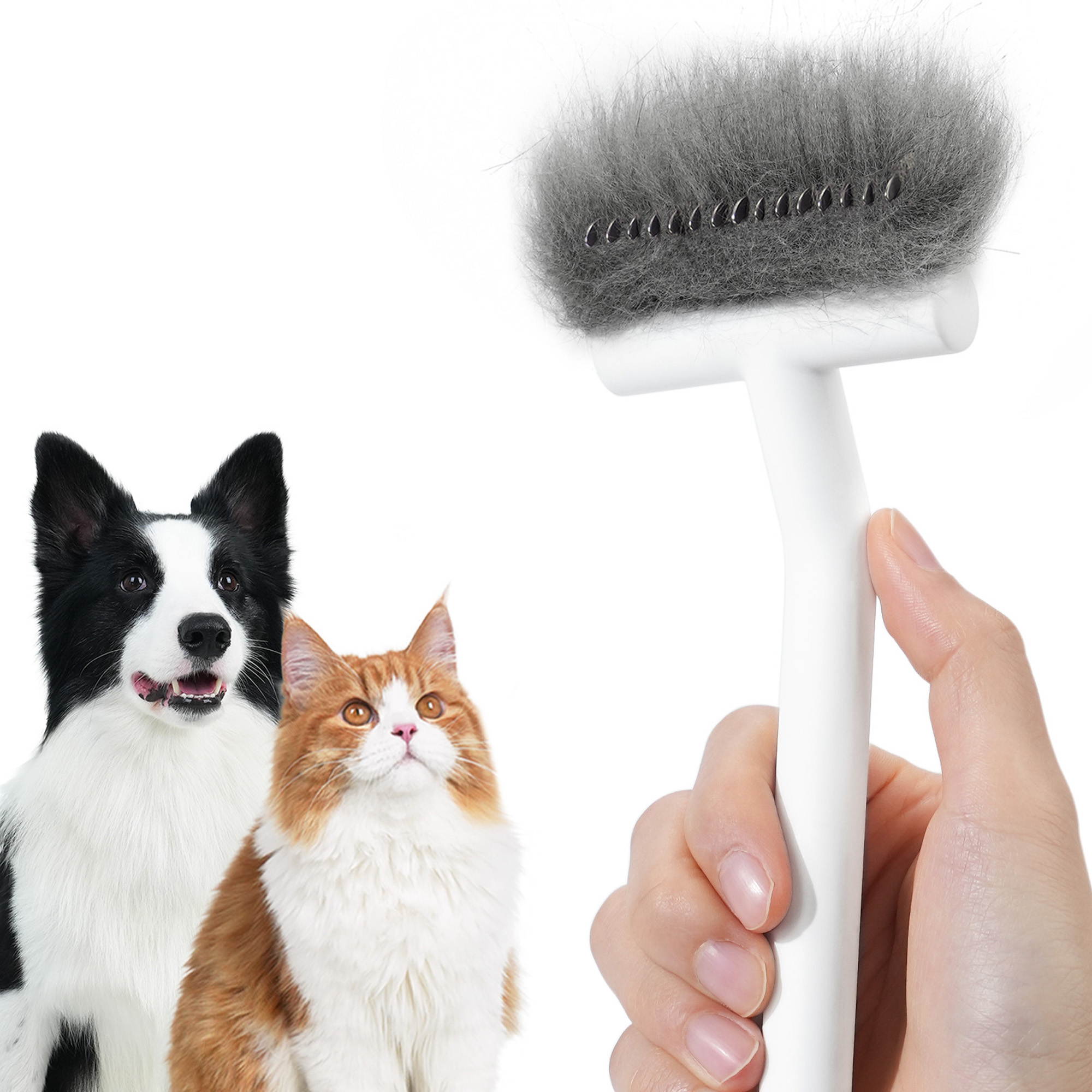 Pet Metal Double Row Teeth Brush, Dog Cat Grooming Hair Comb Rake Tool ...