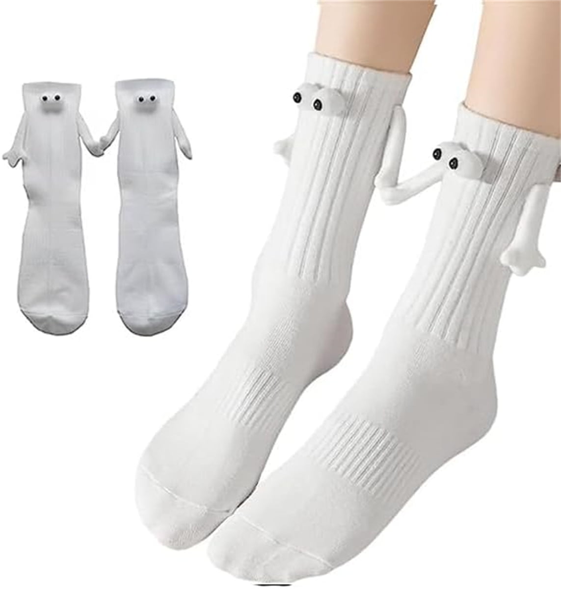 Aunavey 2 Pairs Magnetic Hand in Hand Socks Funny Couple Tube Socks ...