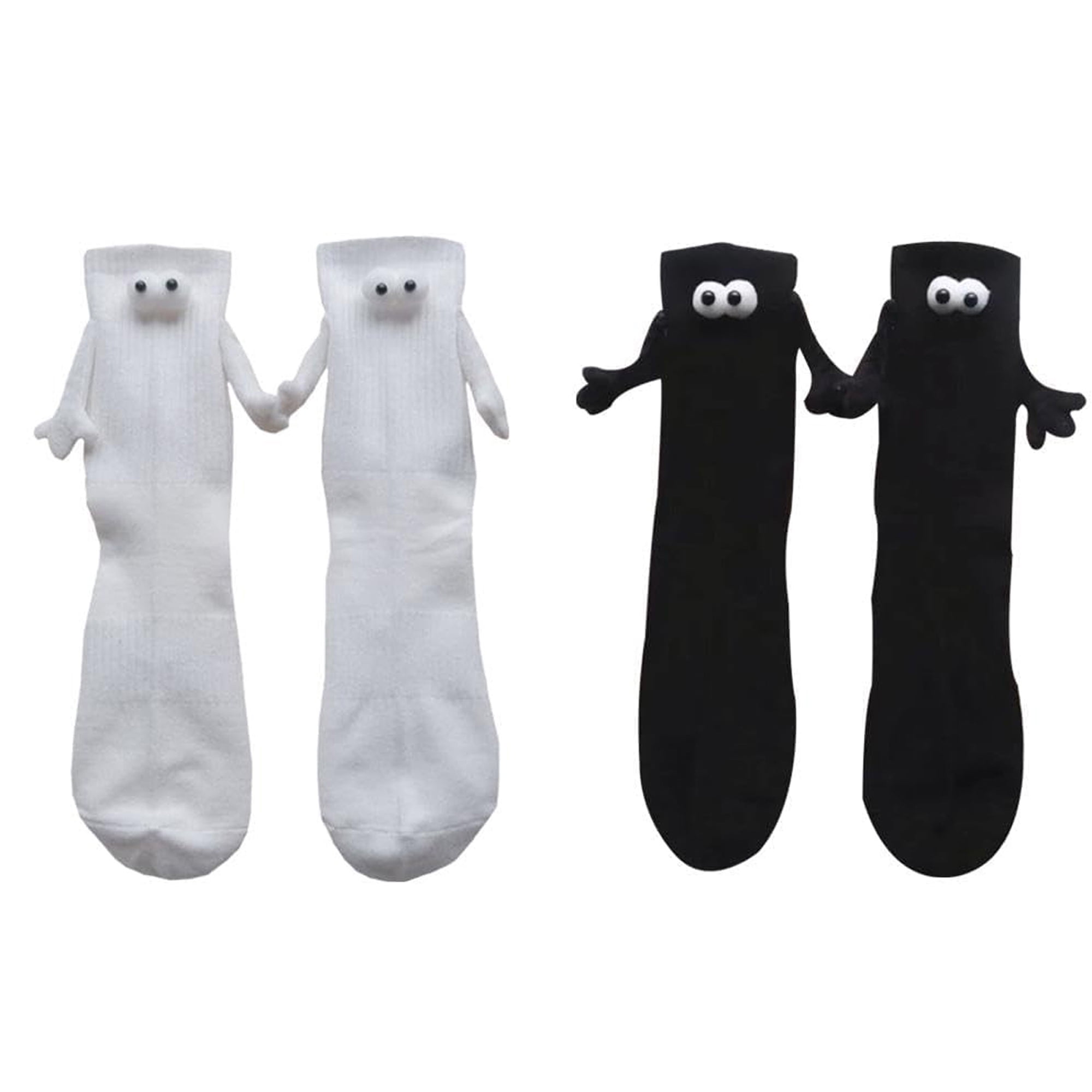 Aunavey 2 Pairs Magnetic Hand in Hand Socks Funny Couple Tube Socks ...
