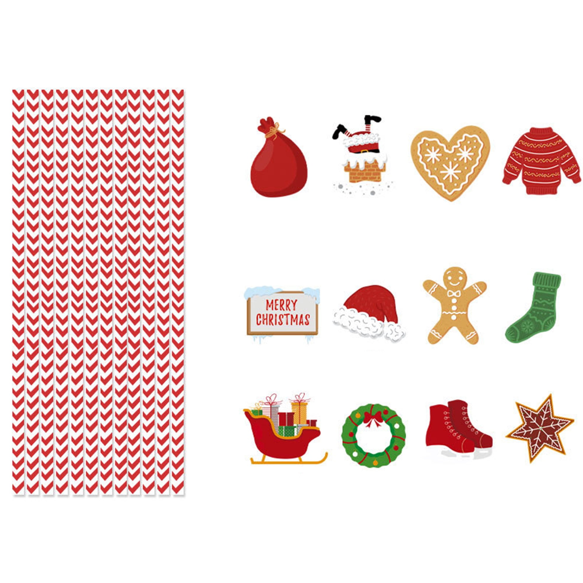 Aunavey 24-Piece Set of Red Plastic Drinking Straws for Christmas, Cute ...