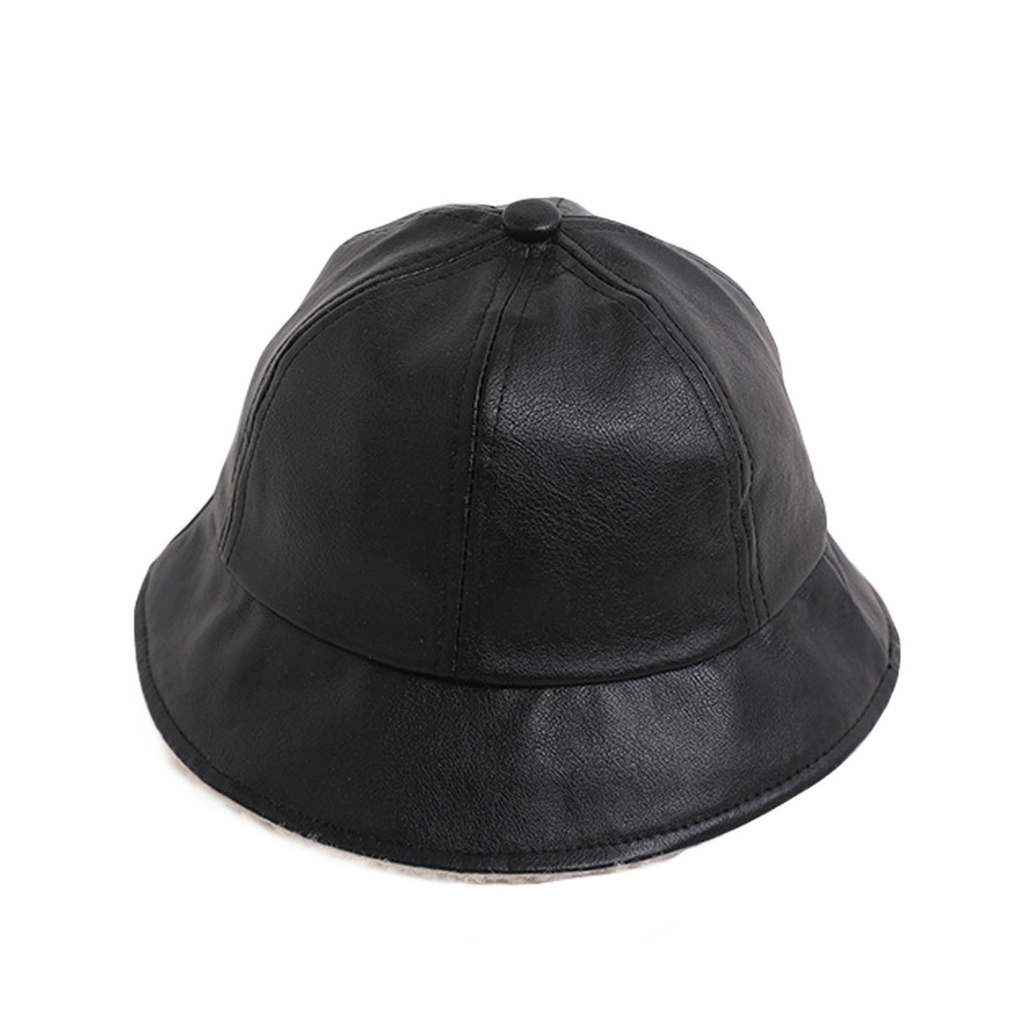 Aunavey Baby Bucket Hats, Leather Wide Brim Warm Winter Hat for Girls ...