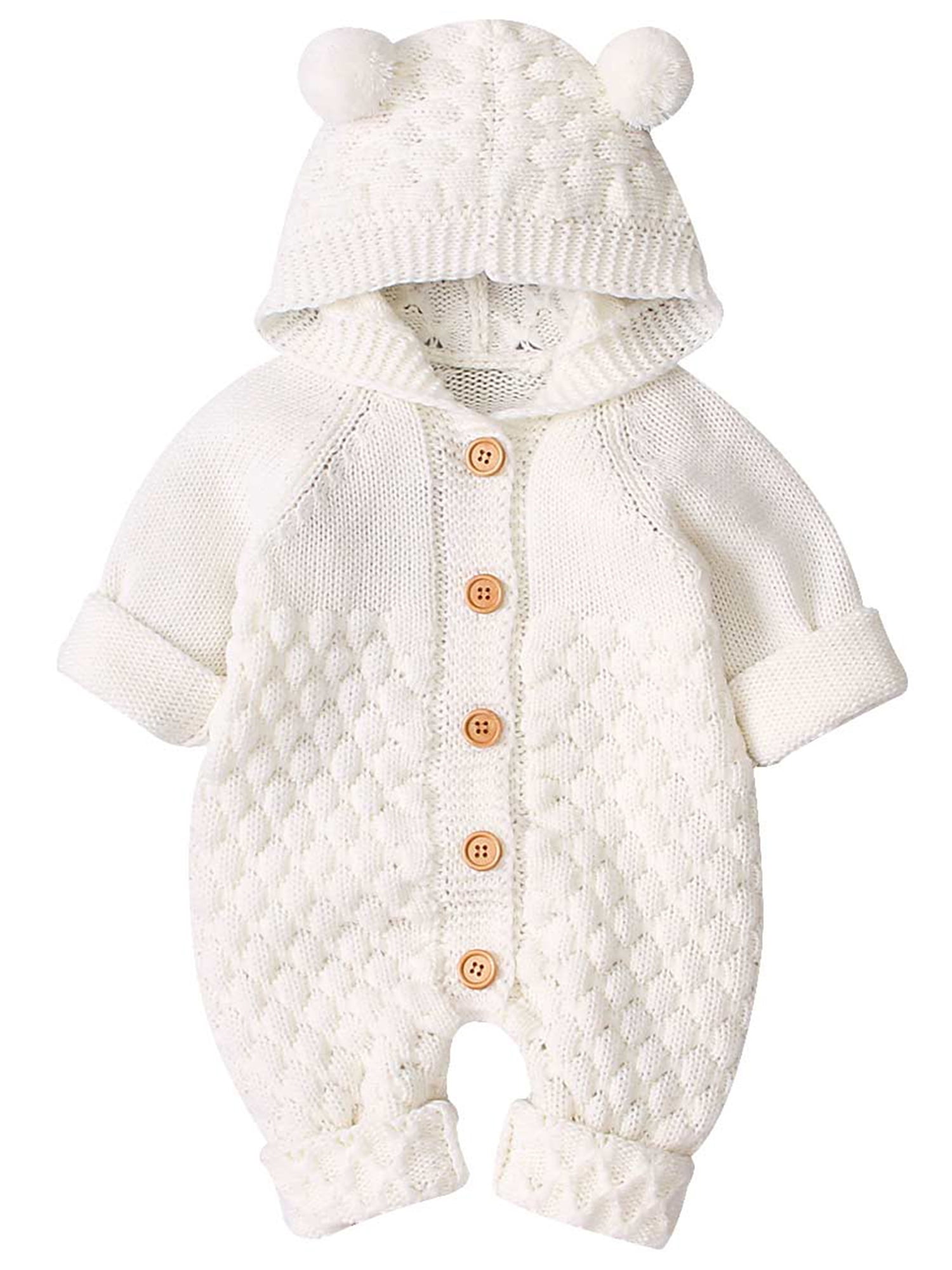 Aunavey Baby Newborn Hooded Knitted Winter Jumpsuit Toddler Boy Girl ...