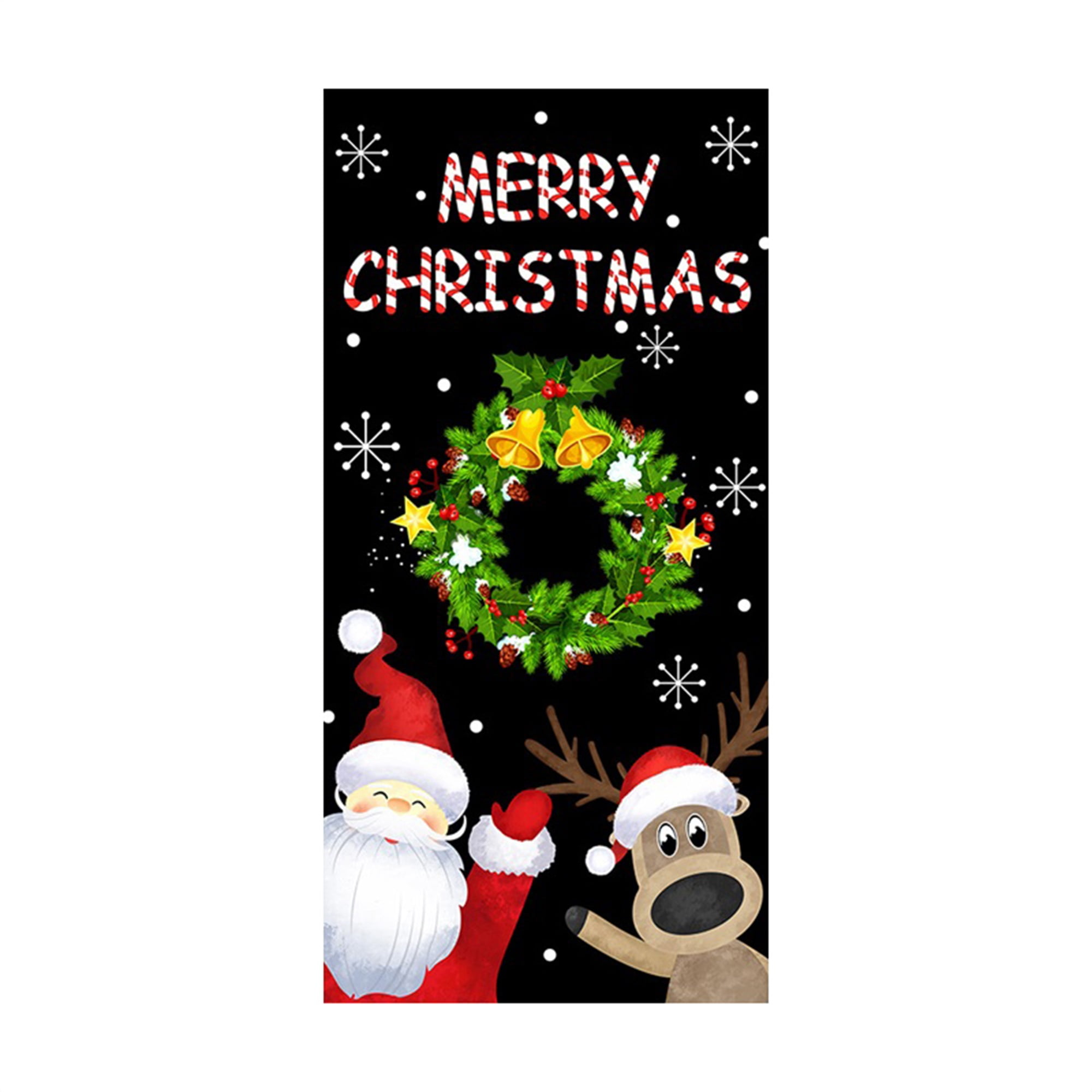 Aunavey Christmas Porch Sign Flag Cartoon Print Decoration for Hanging ...