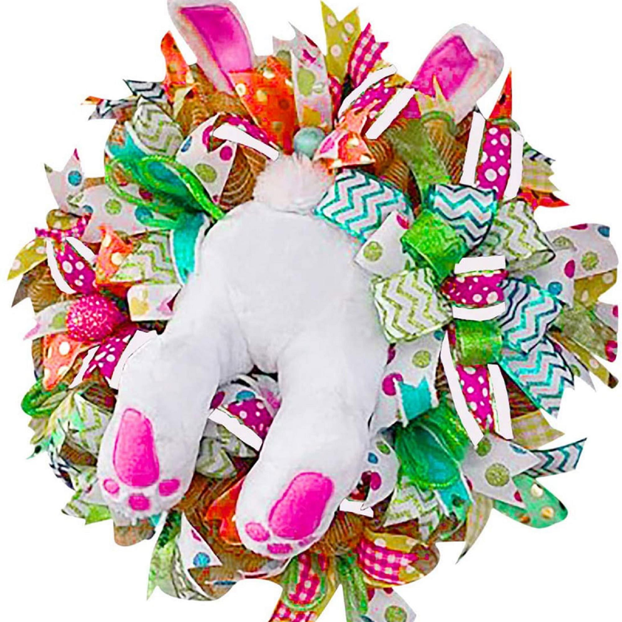 Aunavey Easter Wreath with Thief Rabbit Bunny Butt and Ears Spring ...
