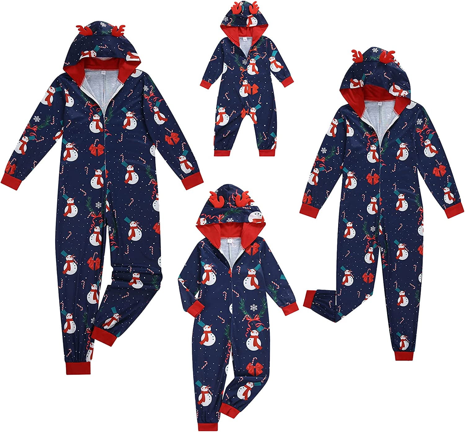Aunavey Family Matching Christmas Pajamas Set Reindeer Onesies Hood ...