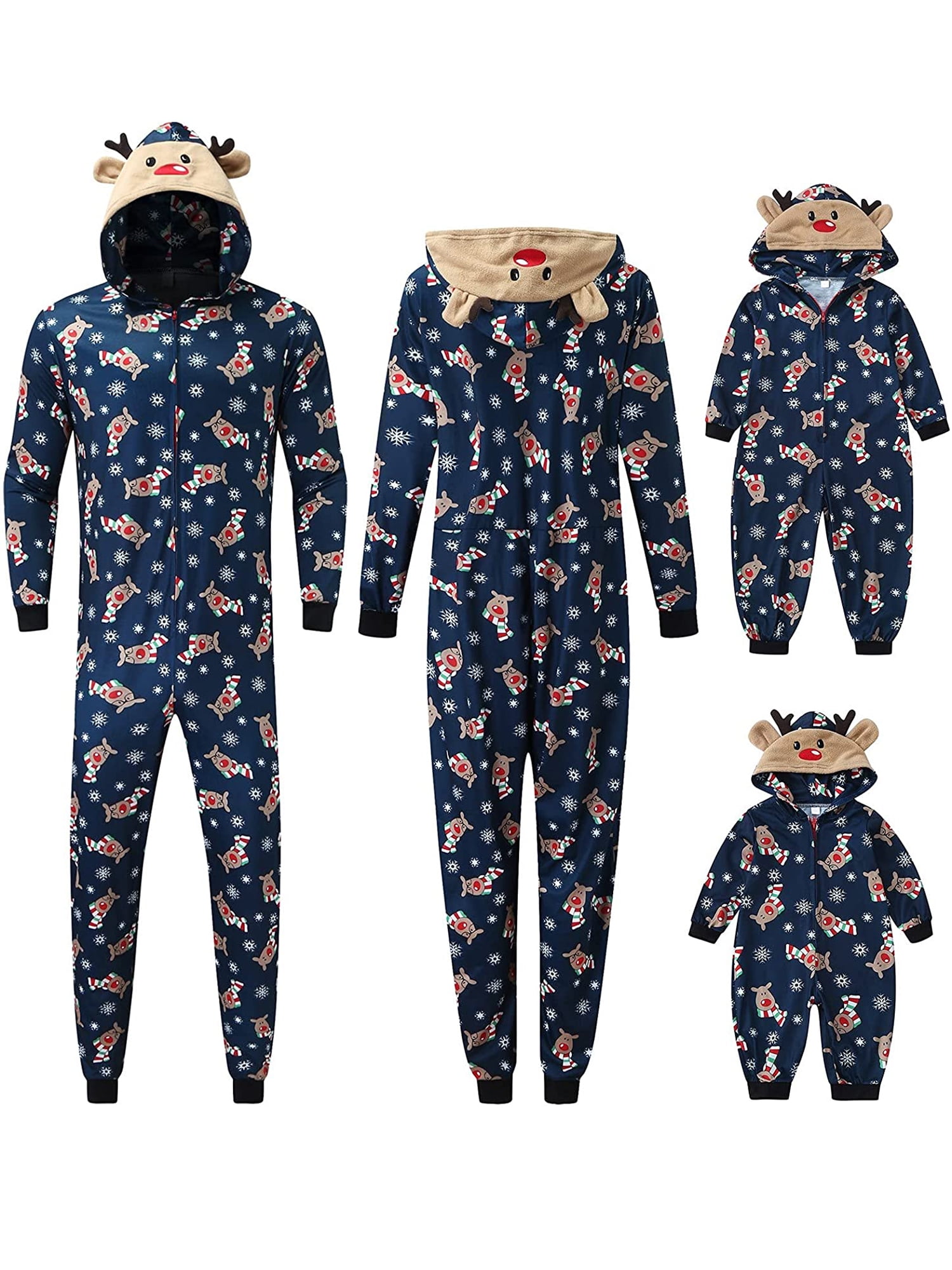 Aunavey Family Matching Christmas Pajamas Set Reindeer Onesies Hood ...