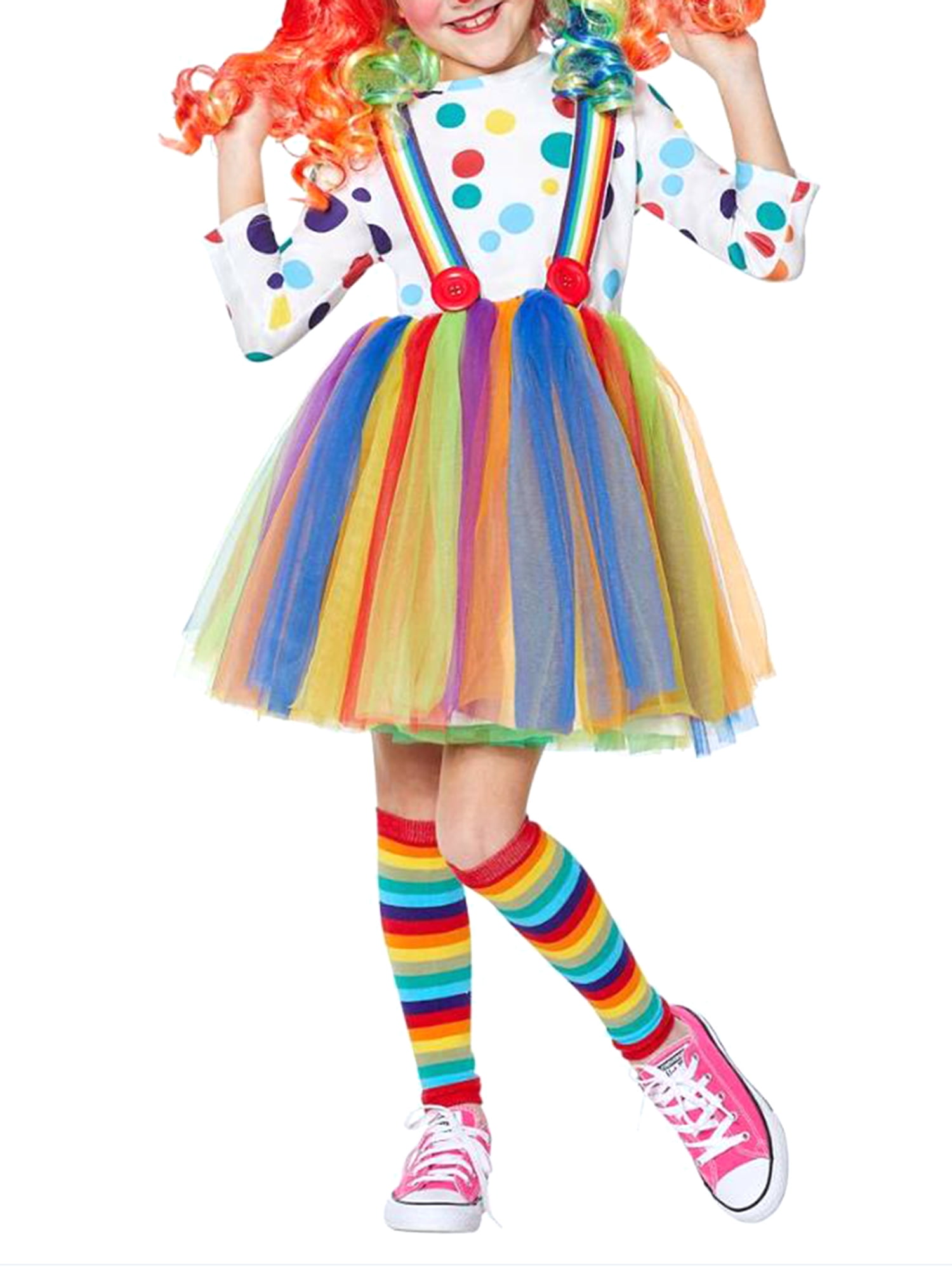 Aunavey Girls Halloween Clown Costume Set with Circus Costume Tops ...