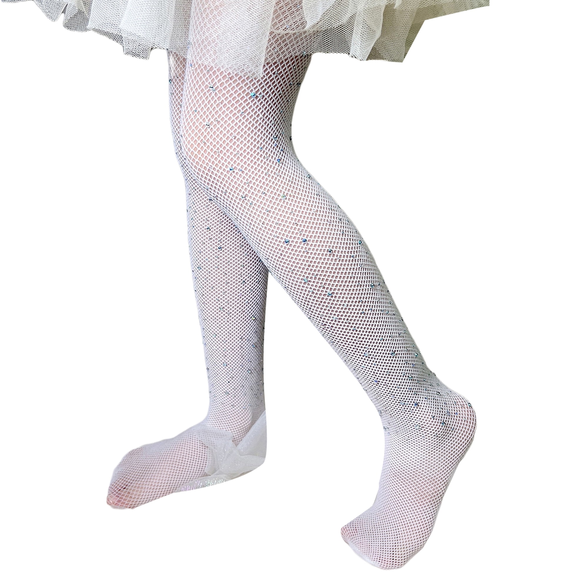 Aunavey Glitter Rhinestone Pantyhose Stockings for Kids Girls, Fishnet ...