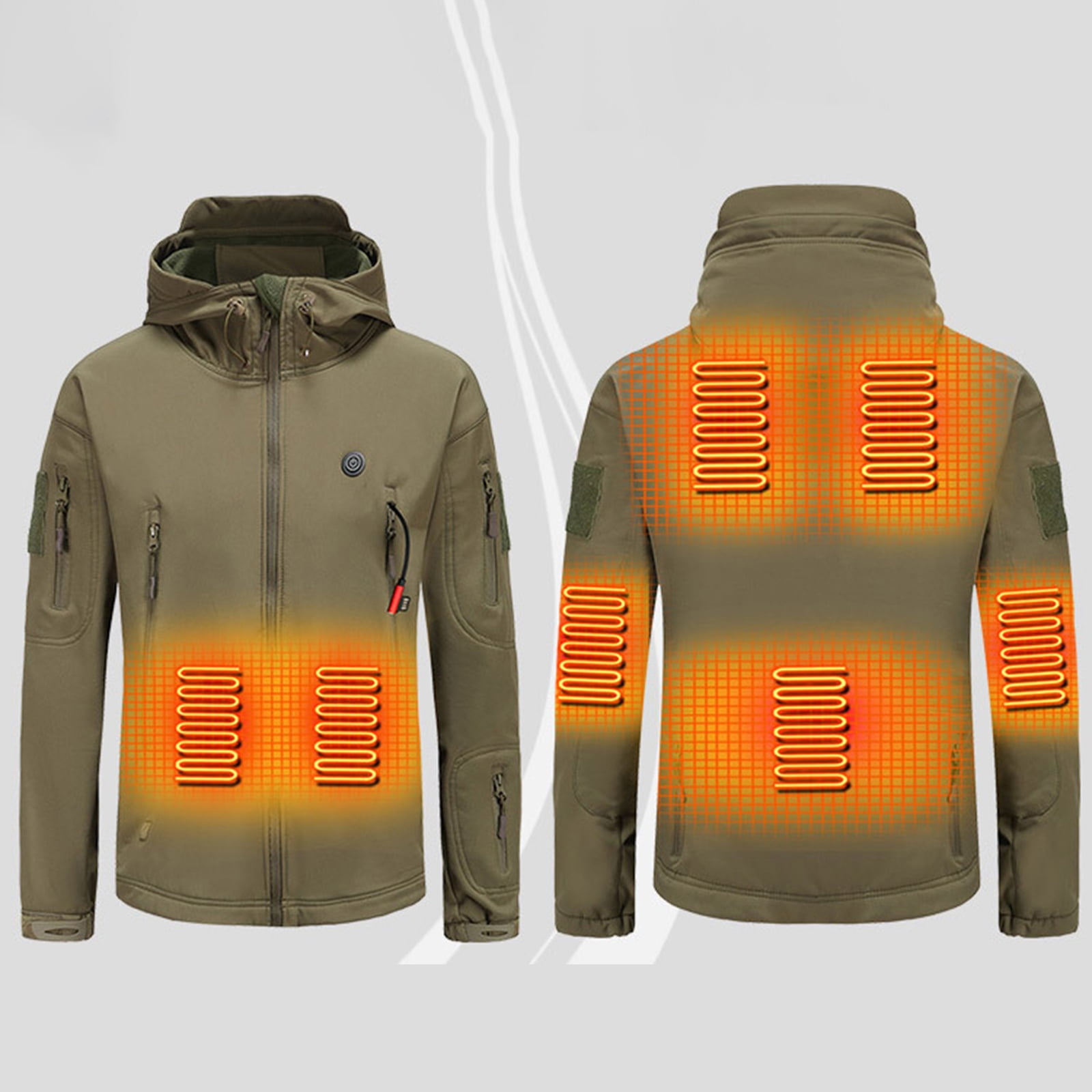 Aunavey Heated Jacket Windproof Heated Hoodie with Detachable Hood ...