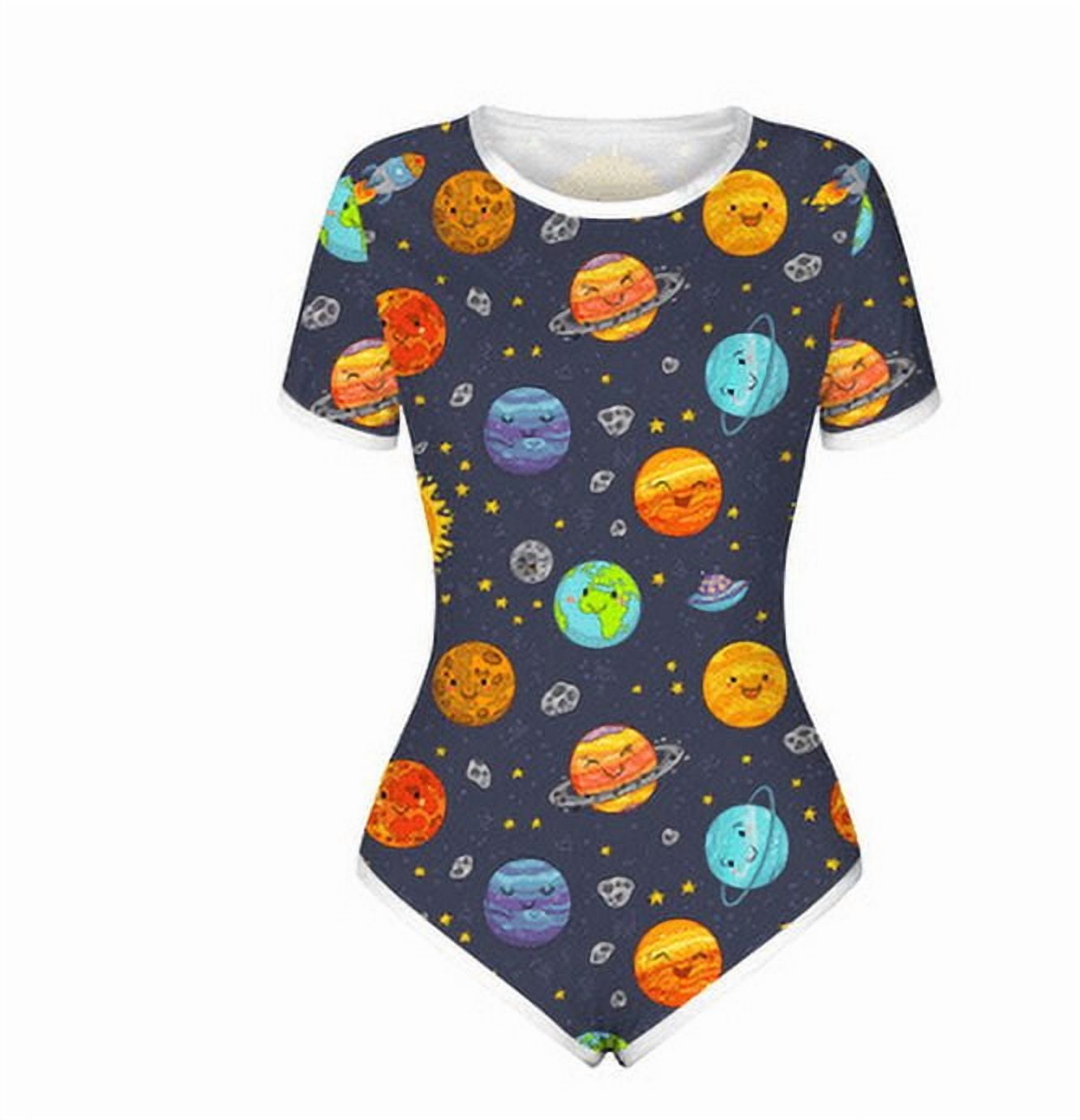 Aunavey Romper Onesie Pajamas Bodysuit Women Adult Snap Crotch Bodysuit ...