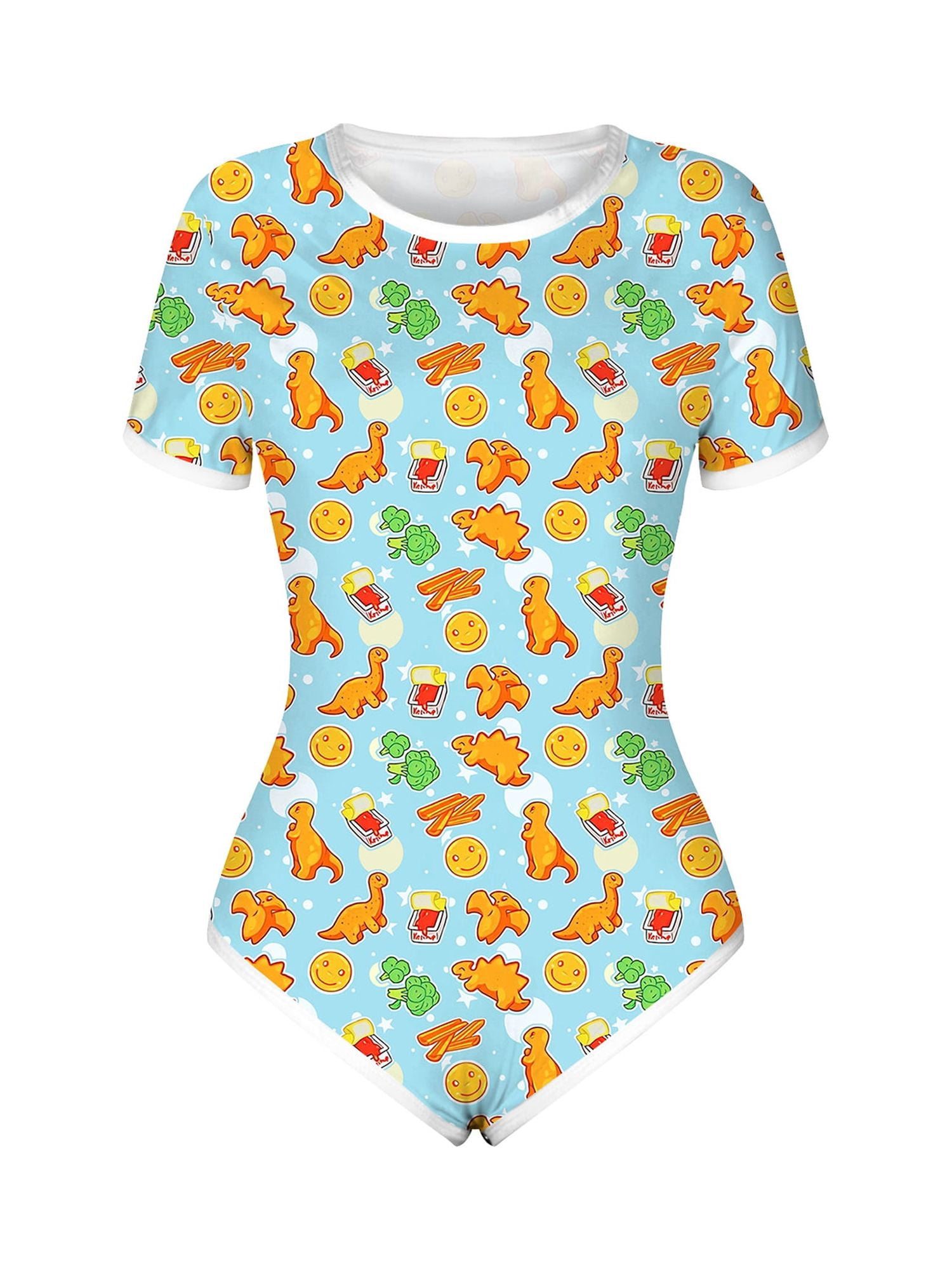 Aunavey Romper Onesie Pajamas Bodysuit Women Adult Snap Crotch Bodysuit ...