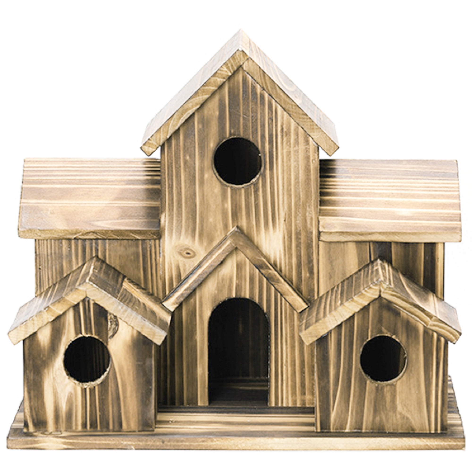 Aunavey Rustic Handmade Bird House with 6 Openings for Garden - Walmart.com