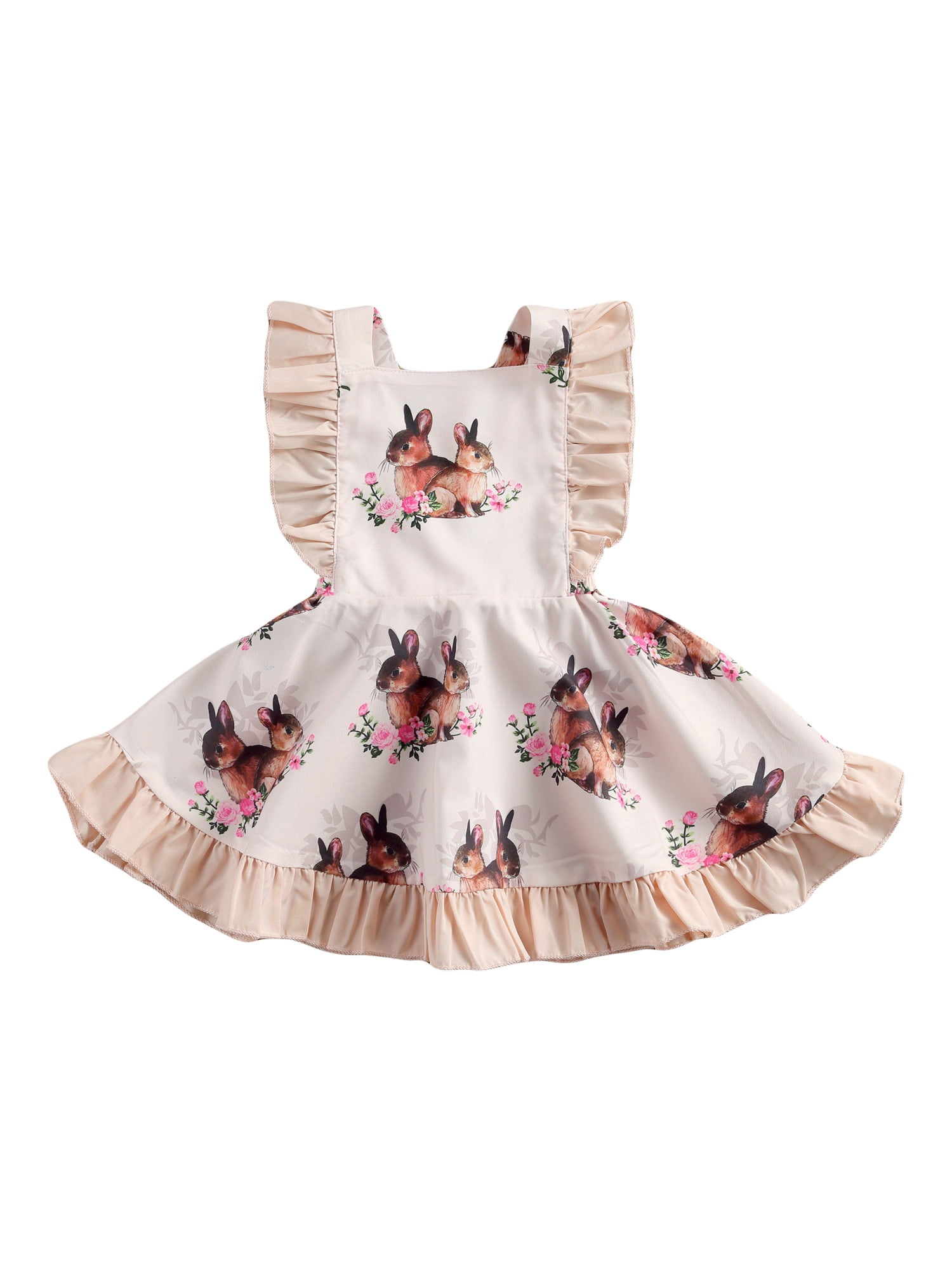 Aunavey Toddler Baby Girl Matching Easter Outfits Summer Ruffle Bunny ...