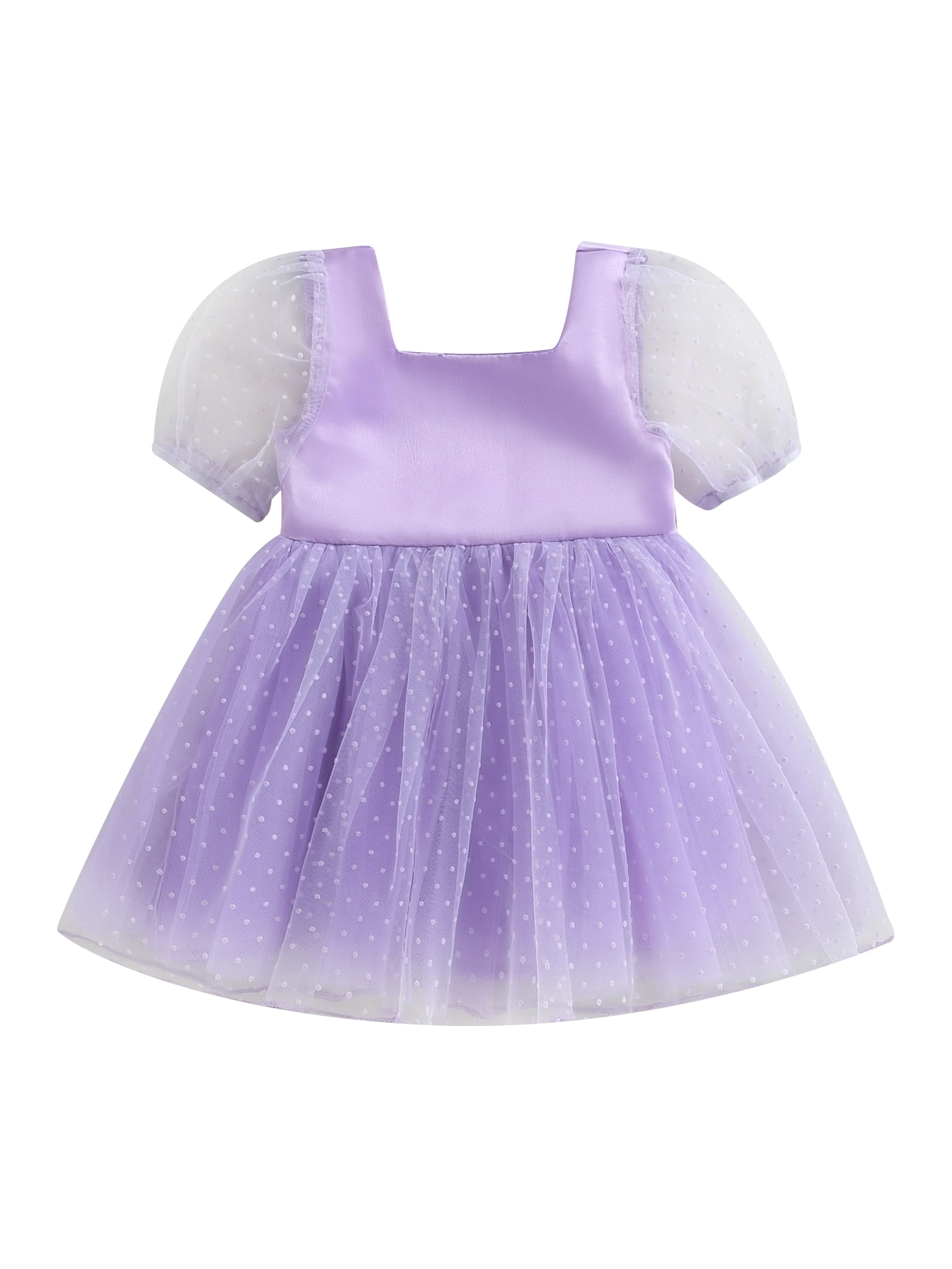 Aunavey Toddler Baby Girl Summer Swiss Dot Puff Sleeve Tulle Dress ...