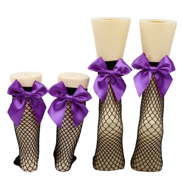 Aunavey Toddler Mesh Knee High Socks with Satin Bow, Fishnet Style ...