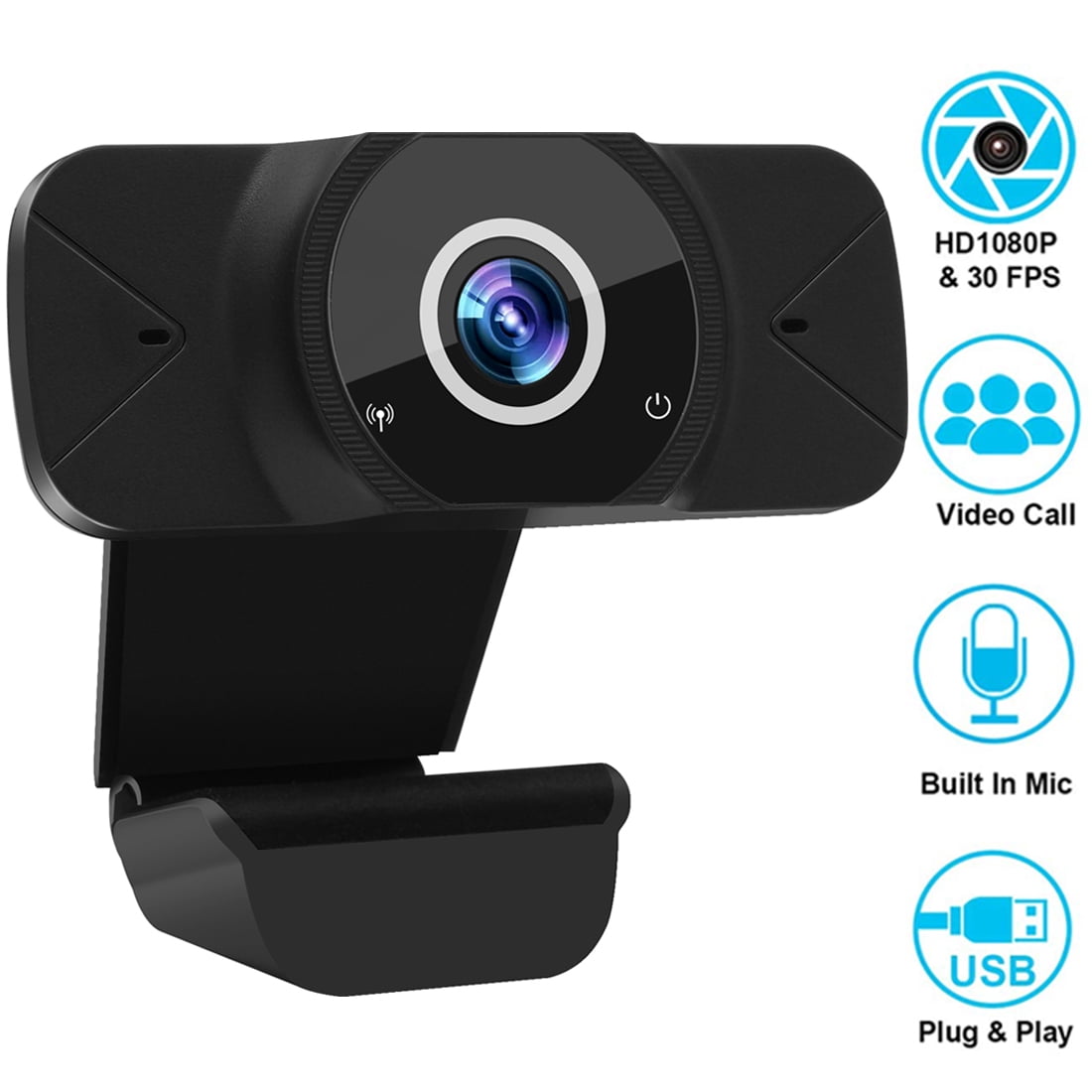 Aunavey Webcam 1080P with Microphone, USB PC Webcam Full HD Web Cameras ...