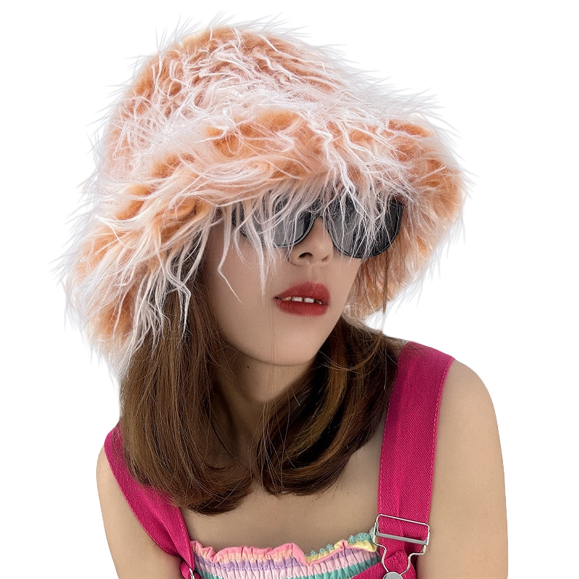 Aunavey Women Faux Fur Bucket Hat Fisherman Hat Wool Winter Basin Hats ...