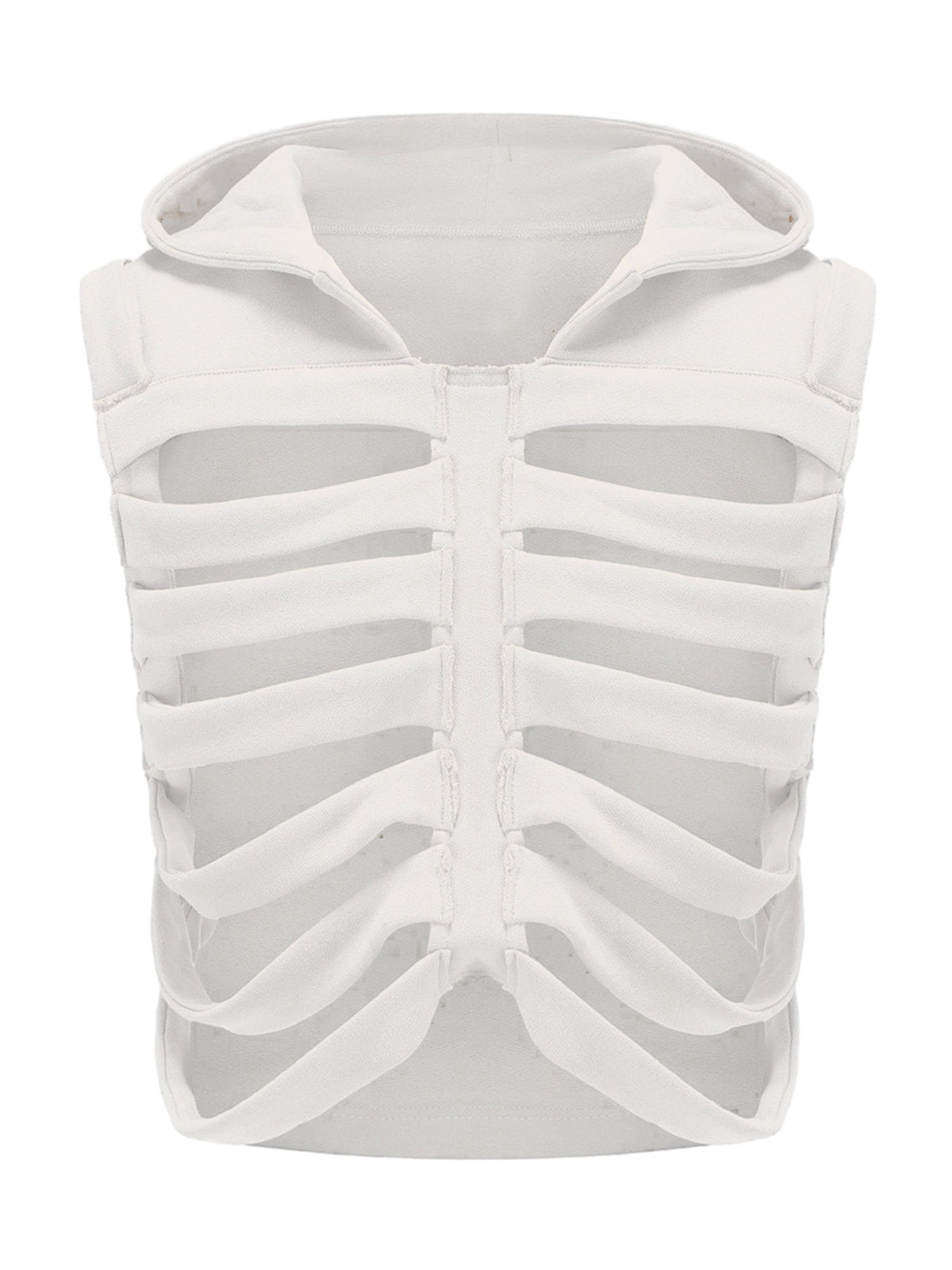 Aunavey Women Gothic Punk Hoodies Vest Skeleton Cutout Crop Tops ...