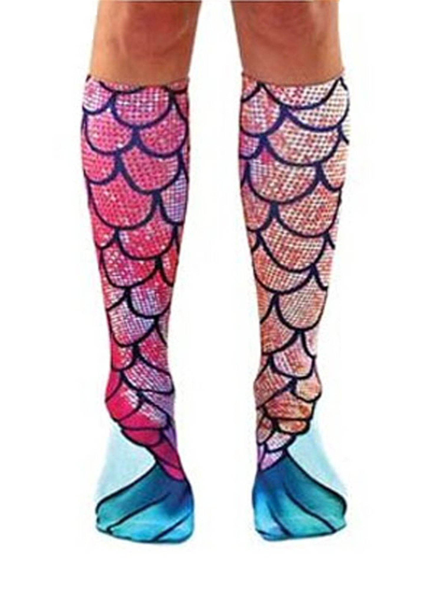 Aunavey Women Mermaid Socks Funny Socks Knee High Socks Beach Sock ...