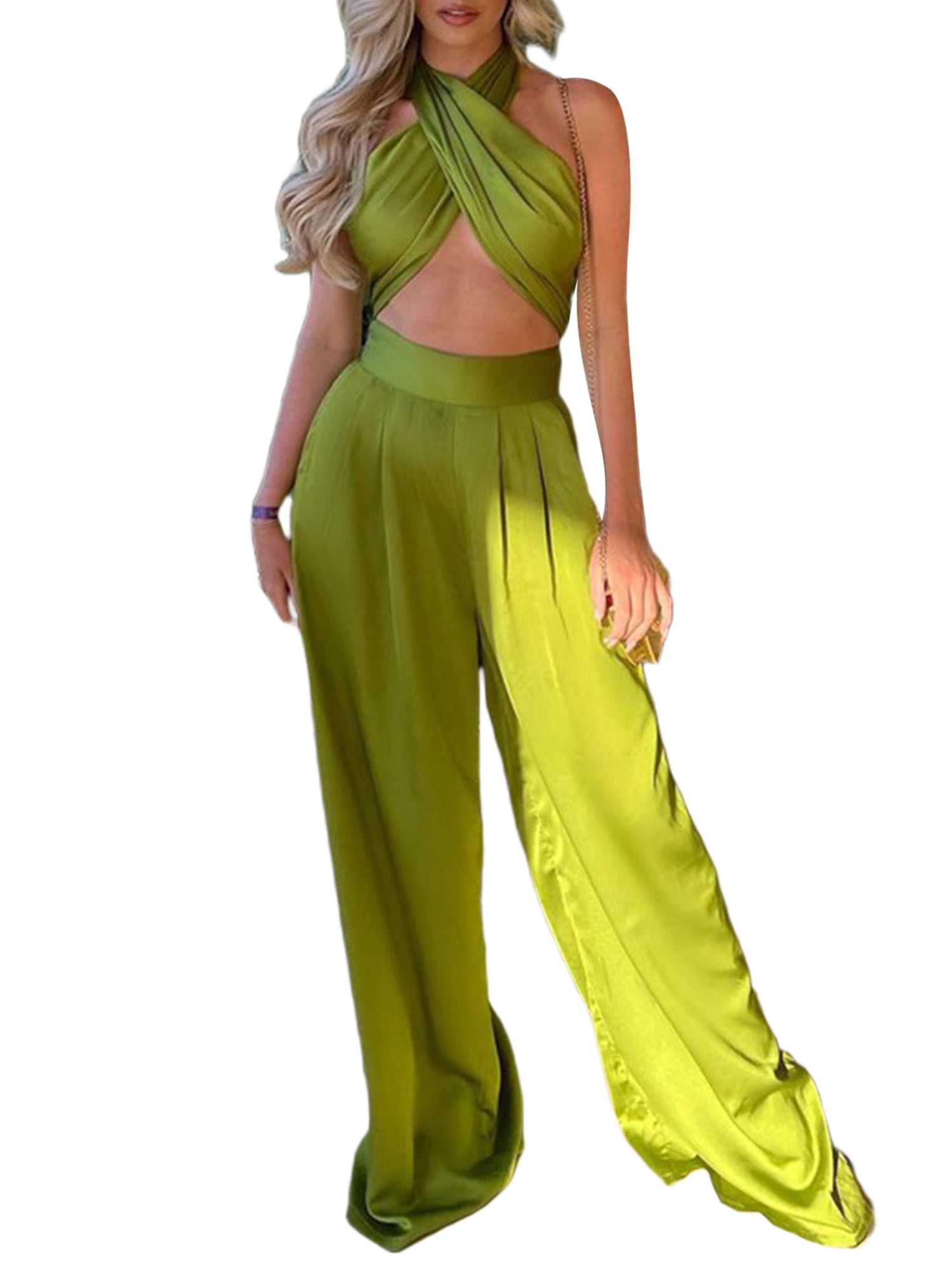 Aunavey Women's 2 Piece Multi Wear Outfits Halter Neck Criss Aunavey Women's 2 Piece Multi Wear Outfits Halter Neck Criss