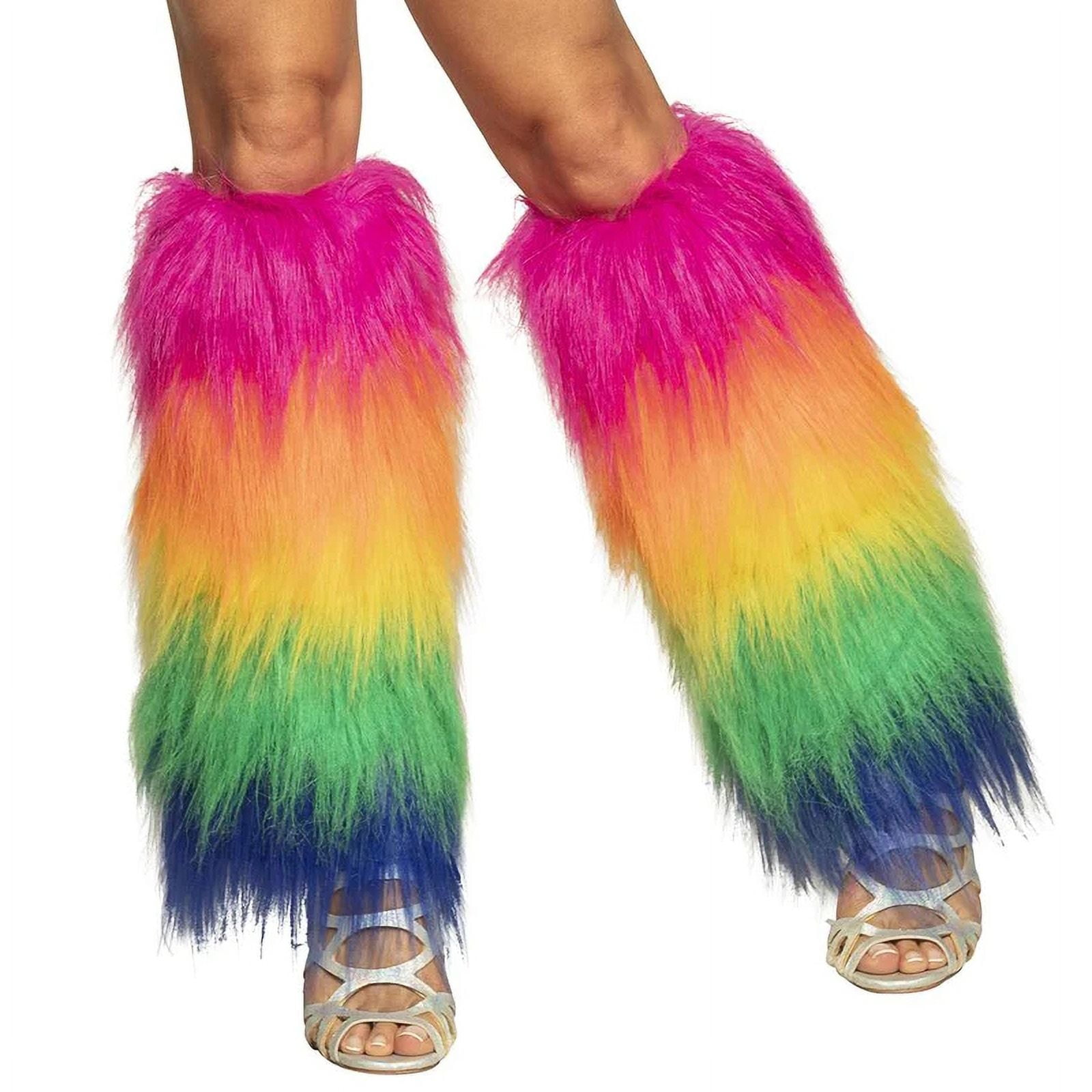 Aunavey Womens Fur Leg Warmer Winter Furry Long Boot Cuffs Cover Warm ...