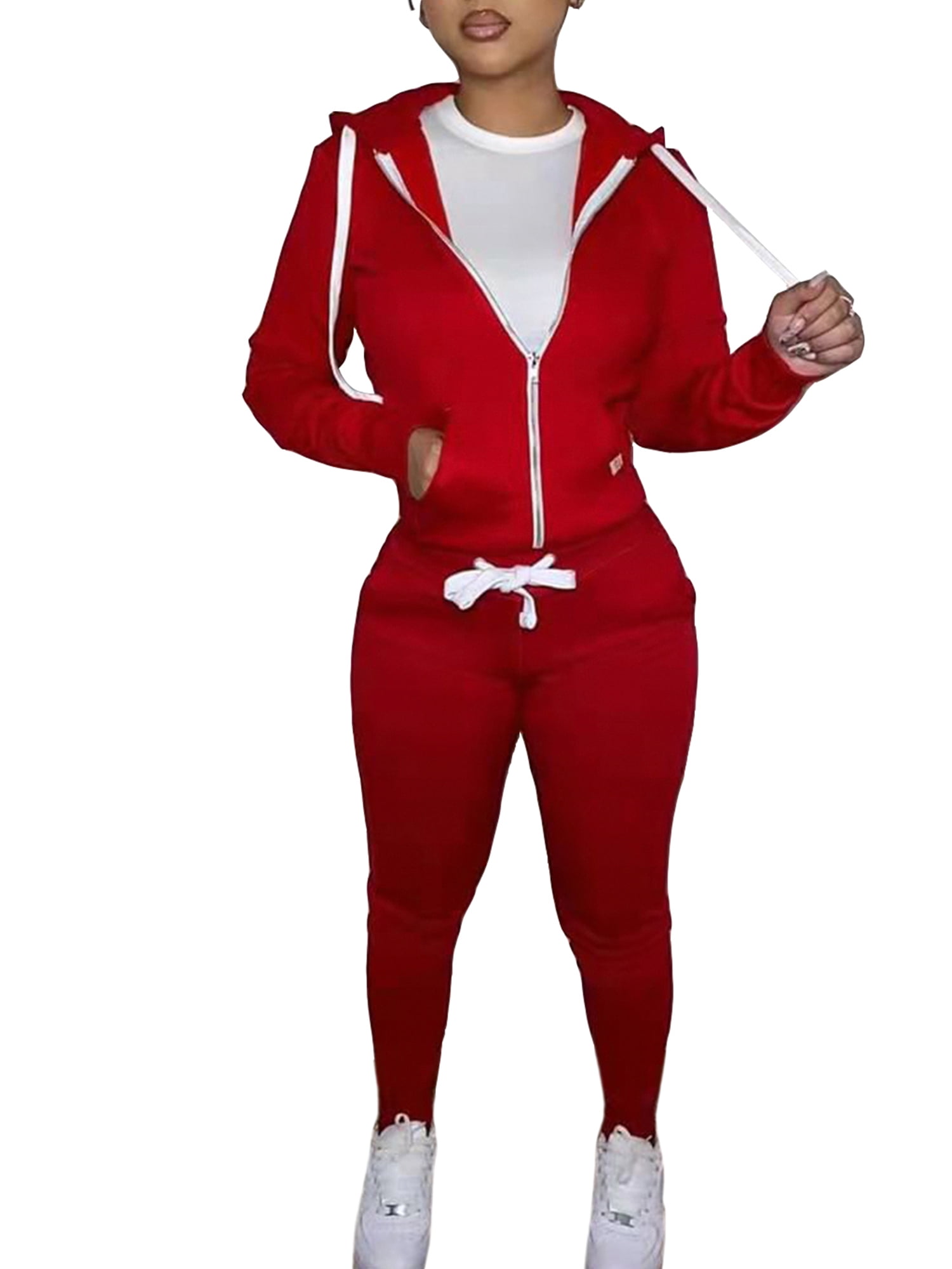 Aunavey Womens Jogging Suits Sets Running Outfit Zipper Warm Up 2 ...