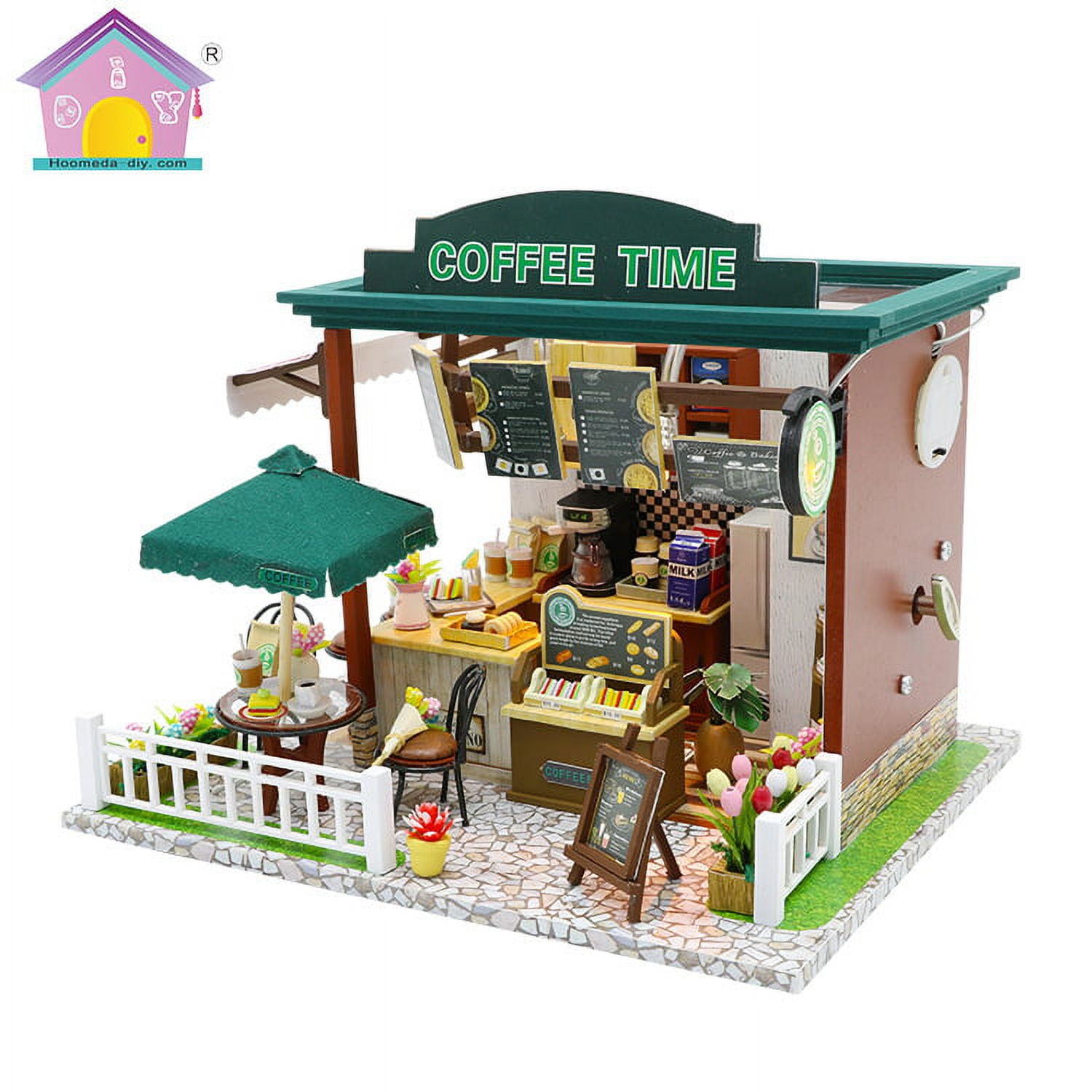 Auney American Style Coffee House with a Garden, DIY 3D Coffee House ...