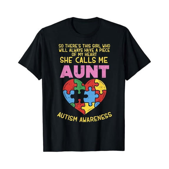 Aunt Autism Awareness Shirt Girl Piece Of My Heart Auntie T-Shirt Gift ...