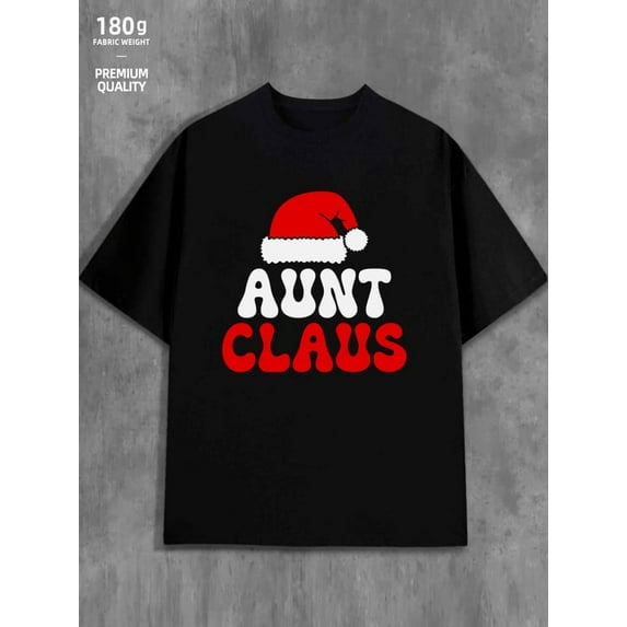 Aunt Claus Tee Christmas men 180G 100% Cotton black Unique Design ...