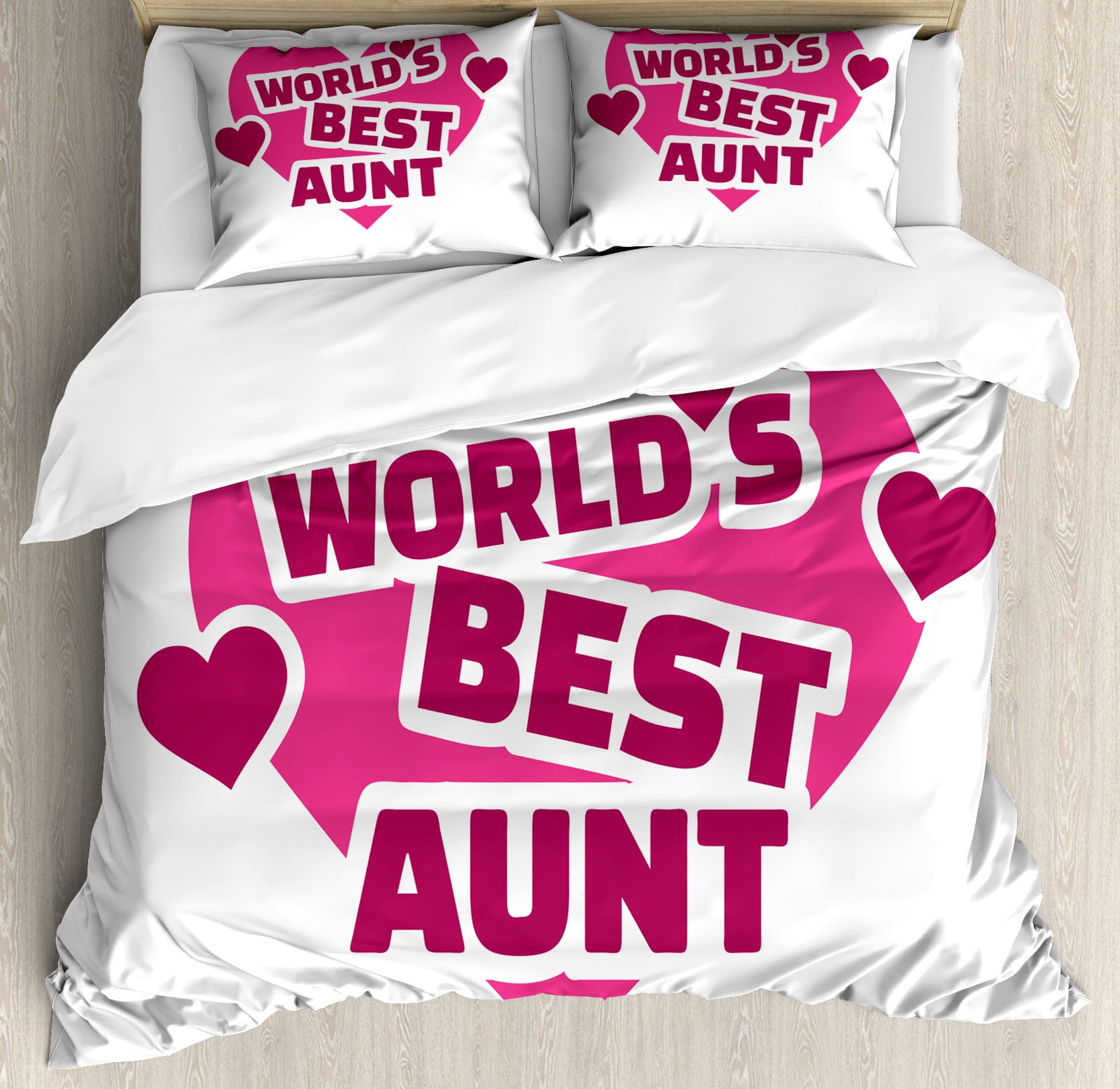 Aunt Duvet Cover Set, World's Best Aunt Lettering on a Heart Show Your ...