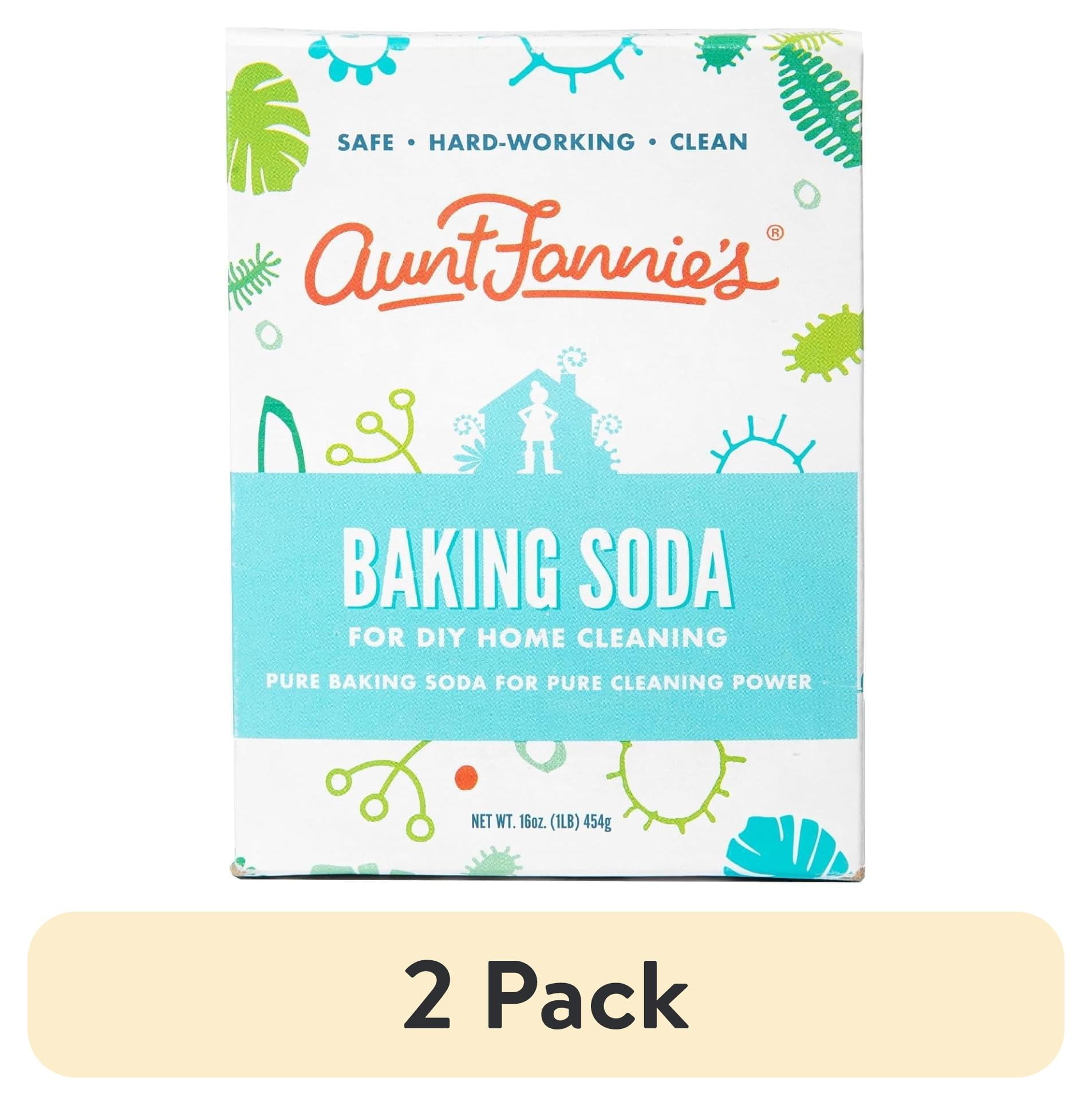 (2 pack) Aunt Fannie’s Pure Baking Soda for DIY Home Cleaning, 16 oz ...