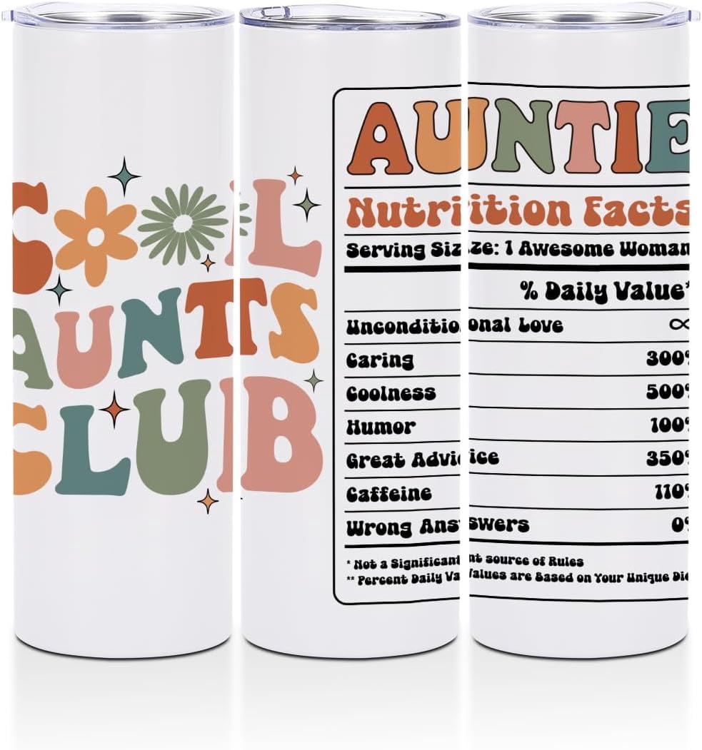 Aunt Gifts Aunt Birthday Gifts Coffee Cups with Lids Skinny Straight ...